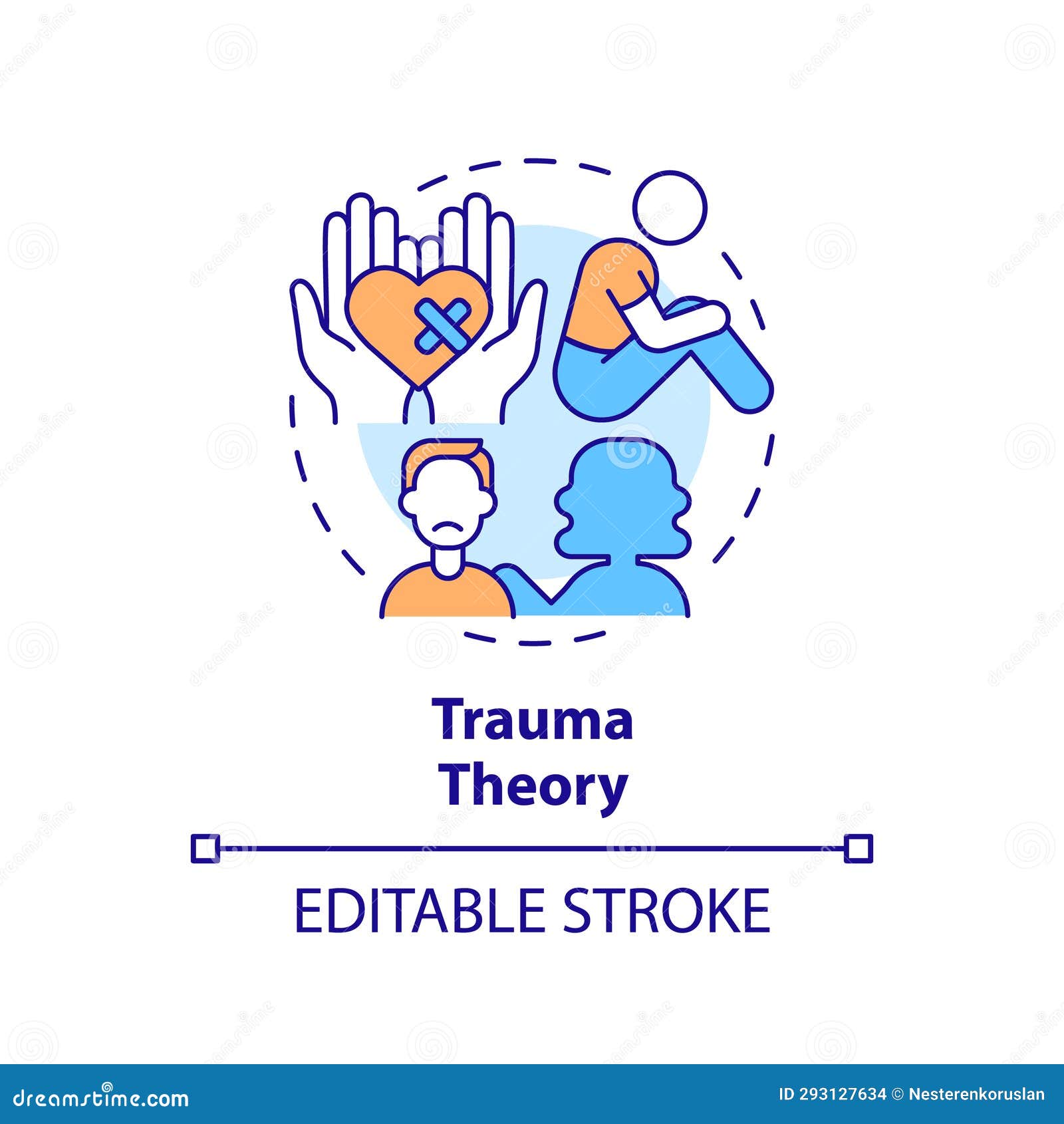 2D Customizable Line Icon Trauma Theory Concept Stock Illustration ...