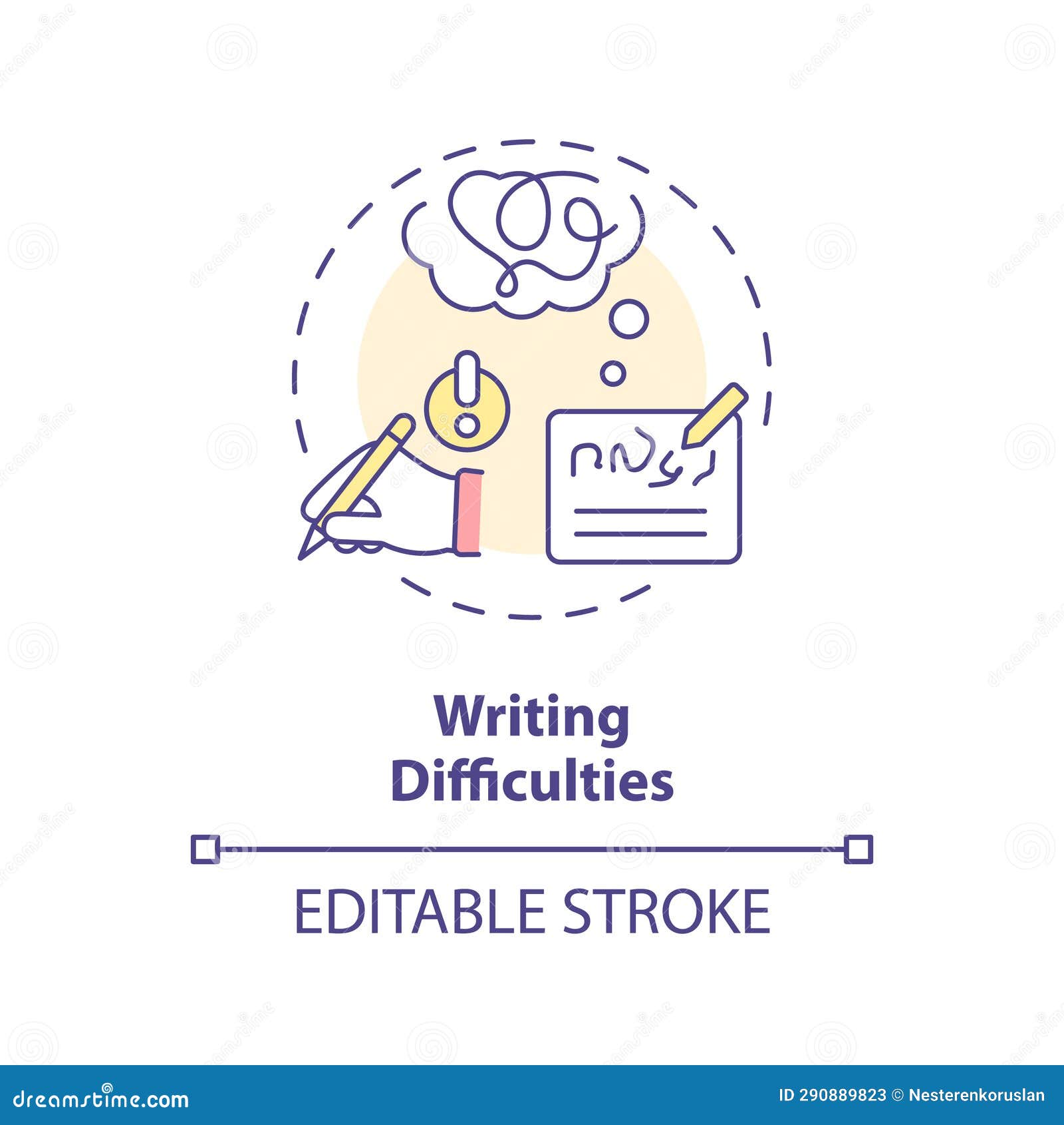 2D Customizable Line Icon Writing Difficulties Concept Stock Illustration - Illustration of ...