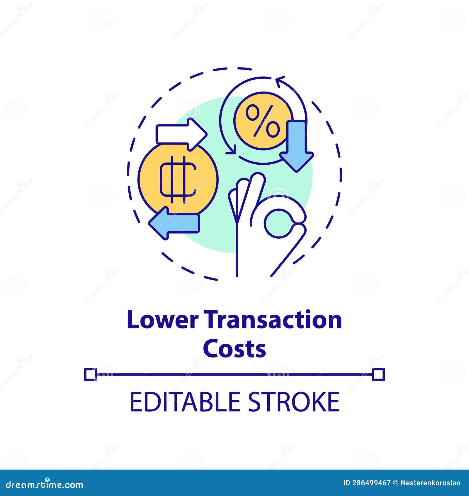 2D Customizable Lower Transaction Costs Line Icon Concept Stock ...