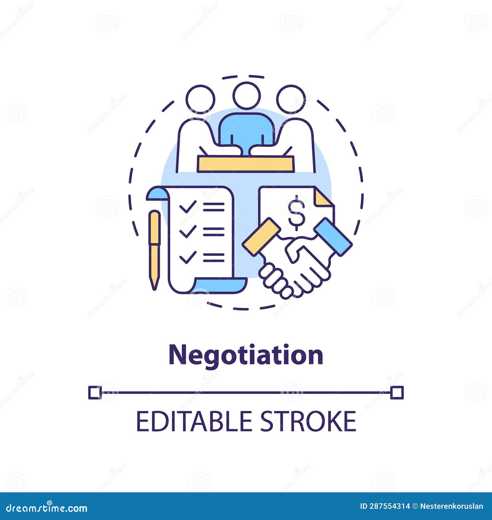 2D Customizable Negotiation Thin Linear Icon Concept Stock Illustration ...
