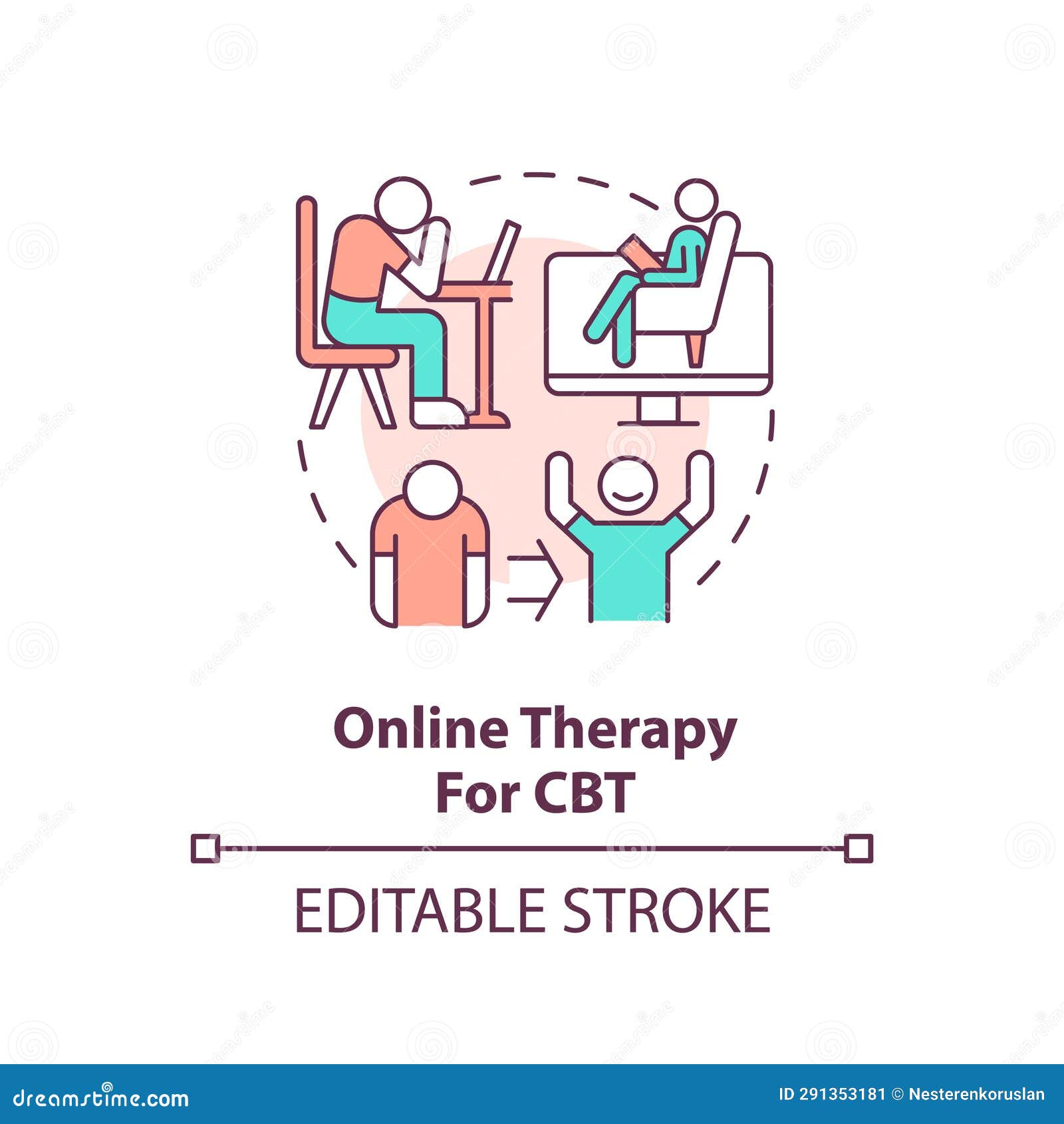 2D Customizable Online Therapy for CBT Line Icon Concept Stock ... 2D Customizable Online Therapy for CBT Line Icon Concept Stock ...
