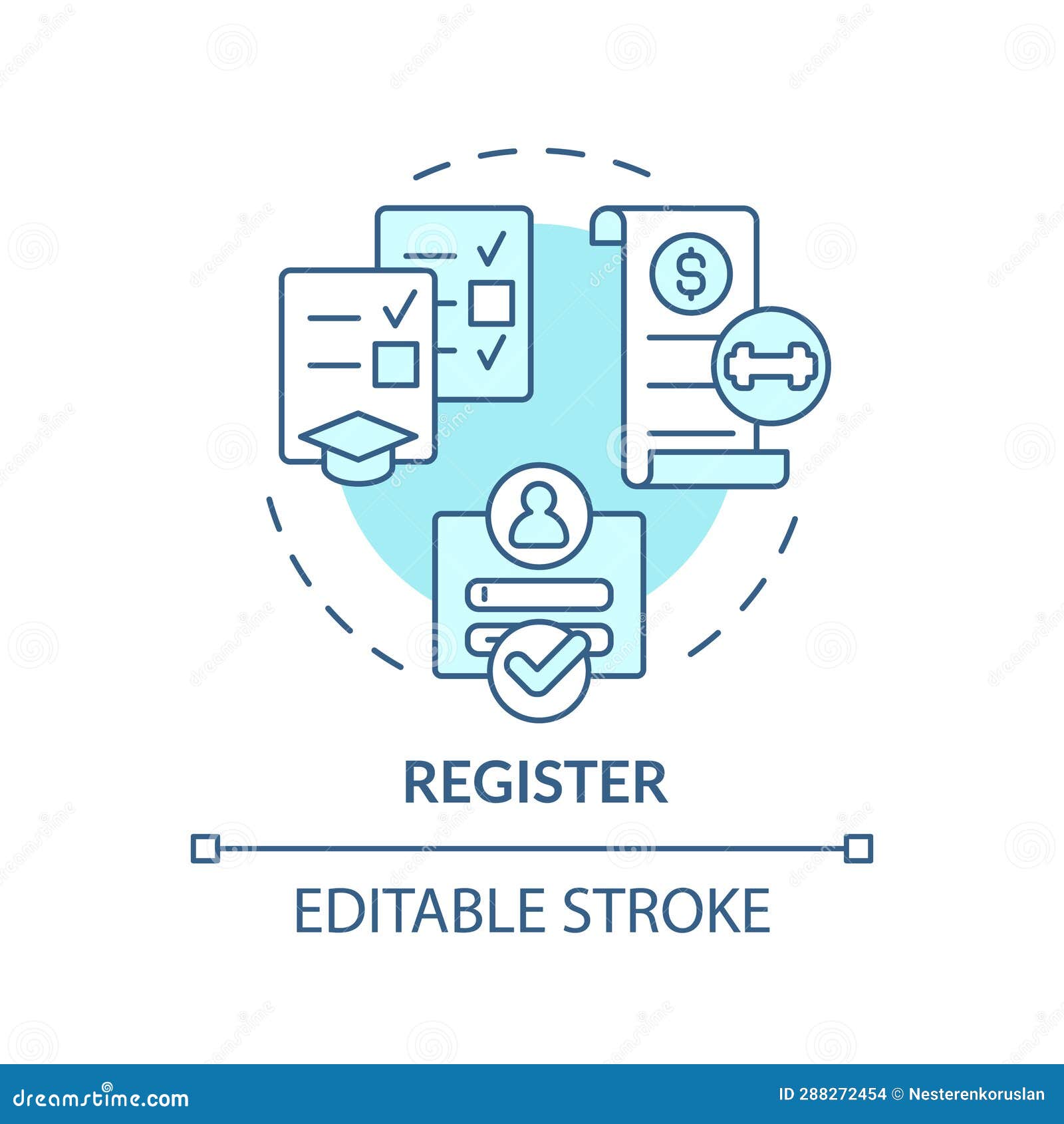 2D Customizable Register Line Icon Concept Stock Illustration ...