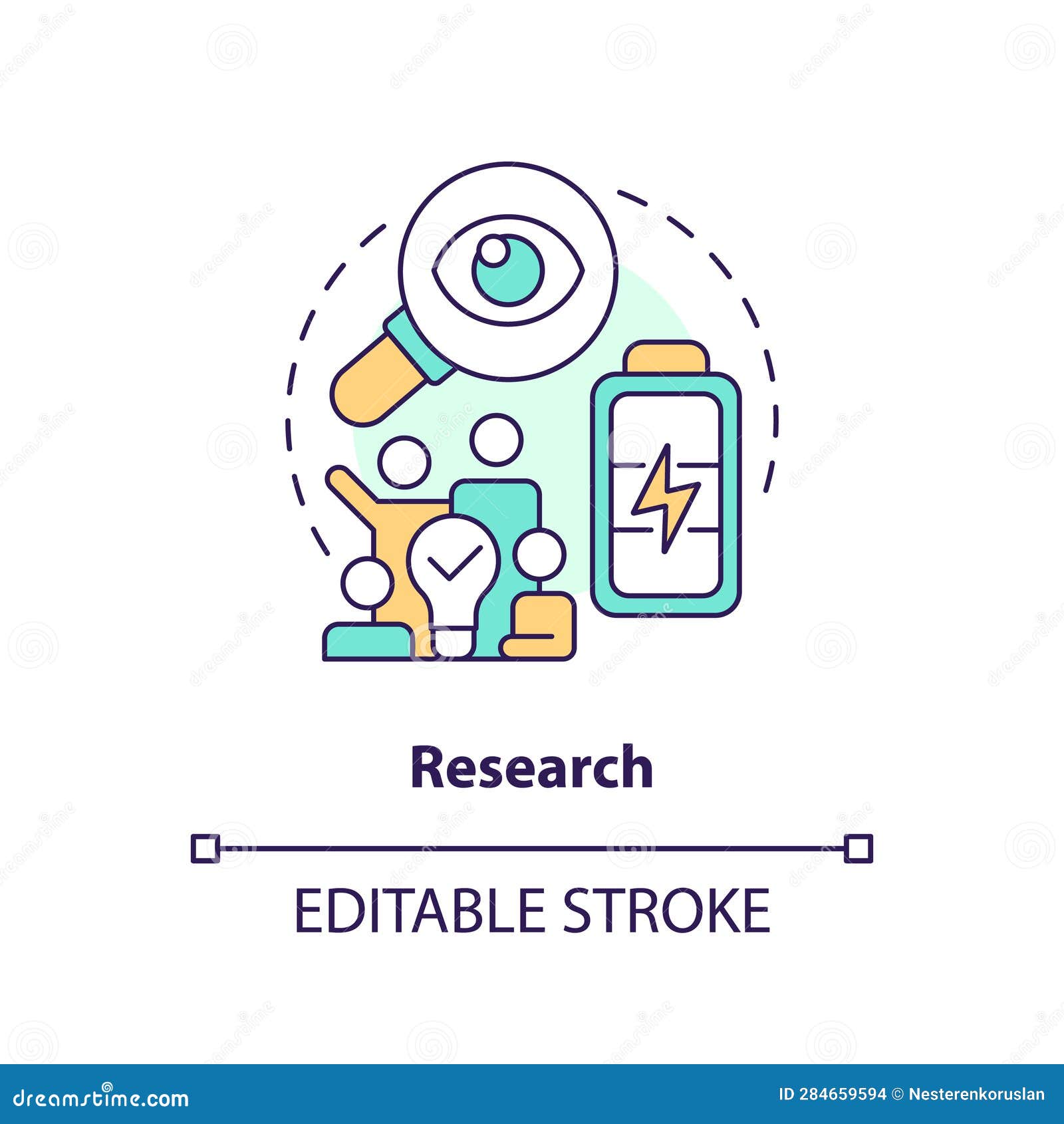 2D Customizable Research Concept Icon Stock Vector - Illustration of ...