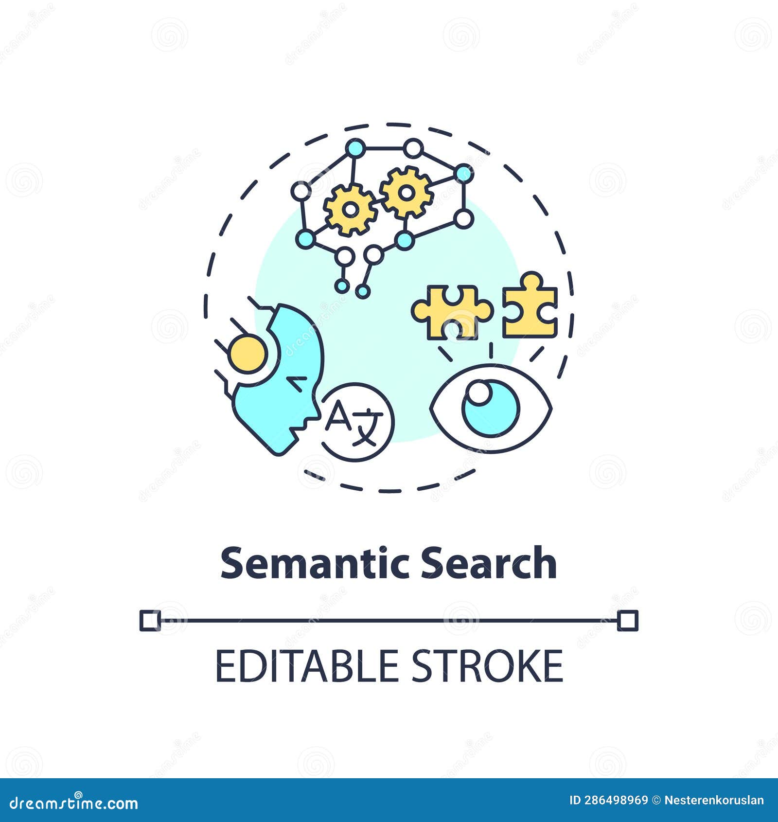 2D Customizable Semantic Search Line Icon Concept Stock Illustration ...
