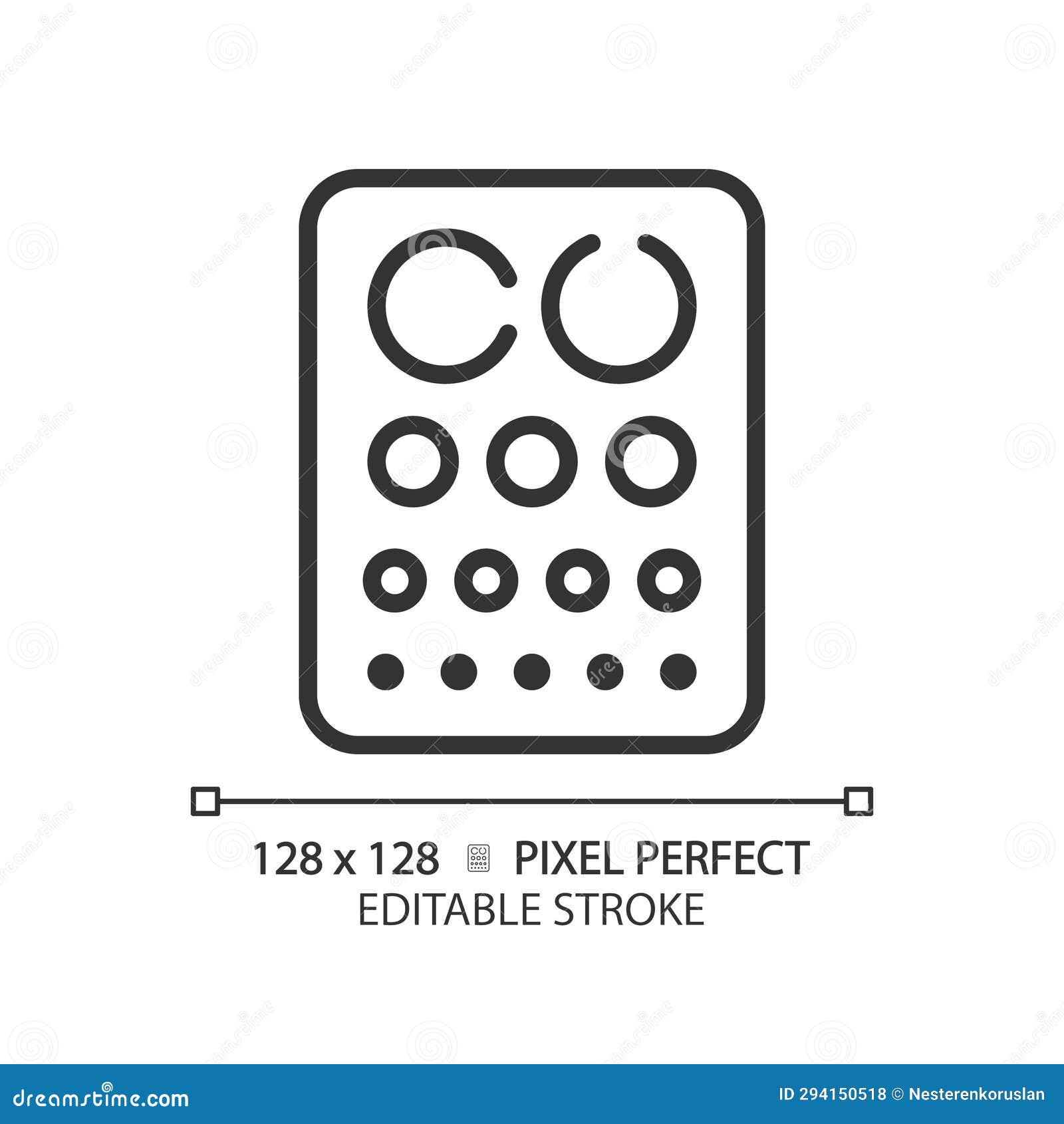 2D Customizable Simple Thin Linear Black Eye Chart Icon Stock Vector ...