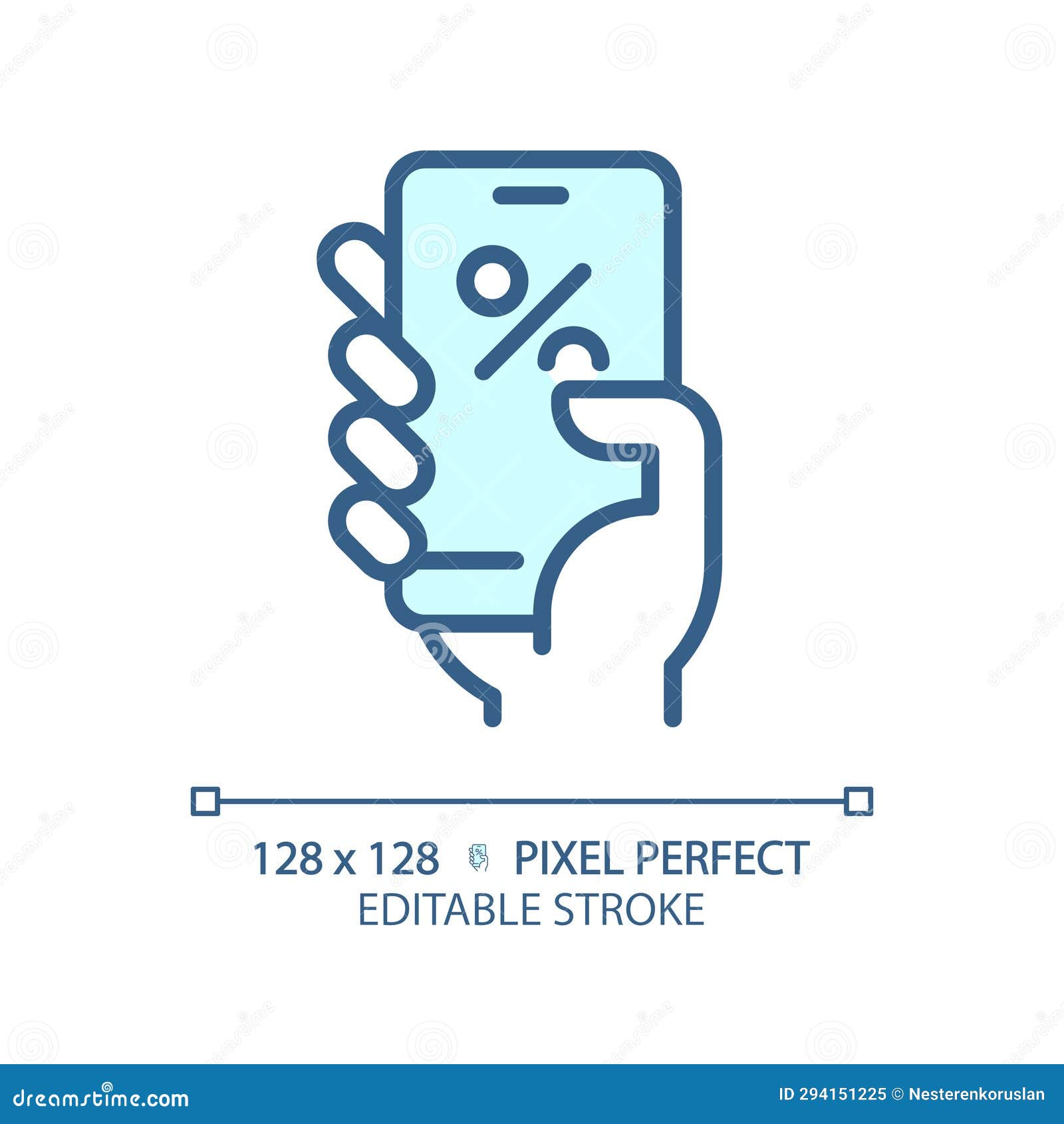 2D Customizable Simple Thin Linear Blue Online Discount Icon Stock Vector - Illustration of ...