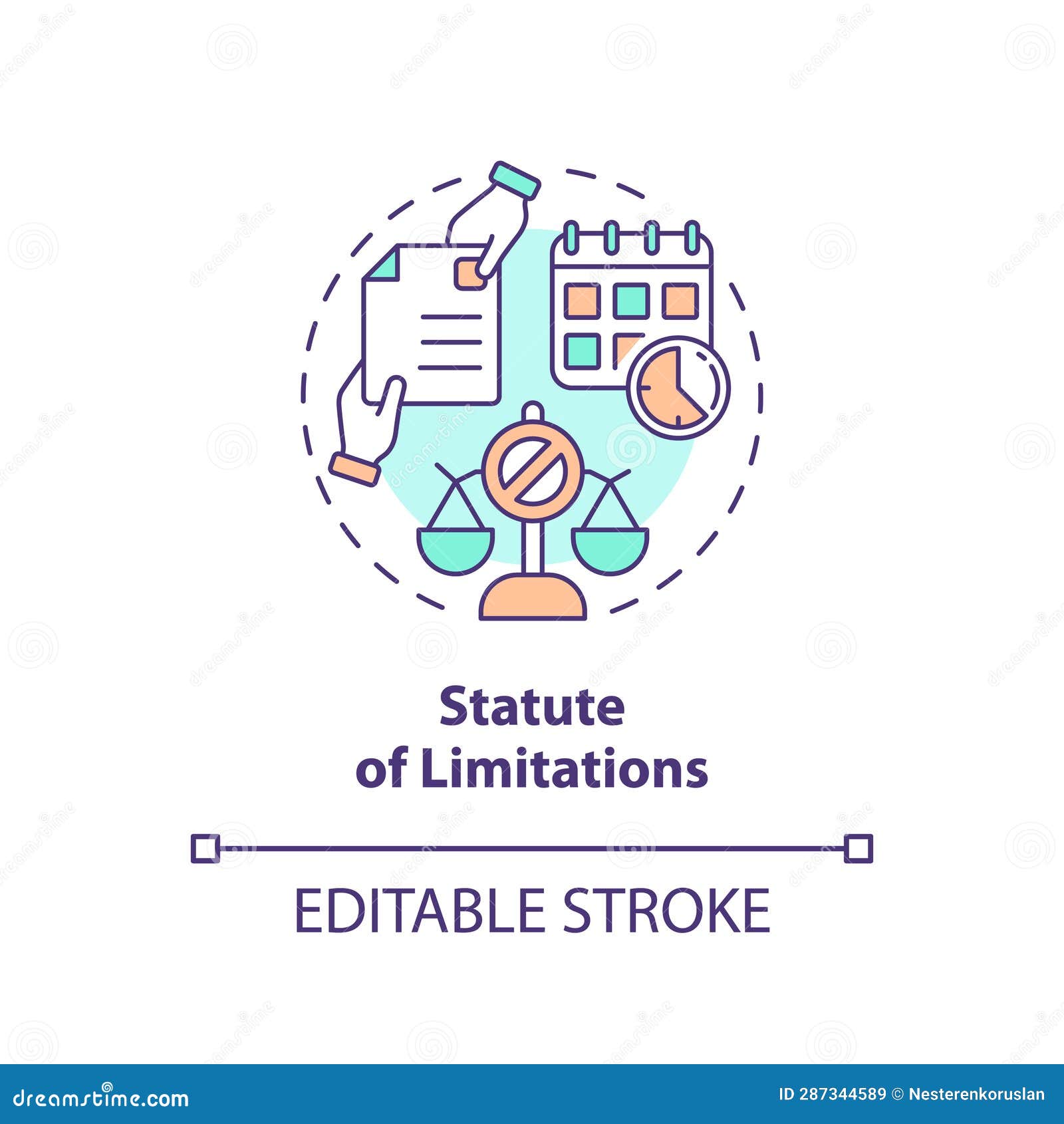 2D Customizable Statue of Limitations Line Icon Concept Stock ...