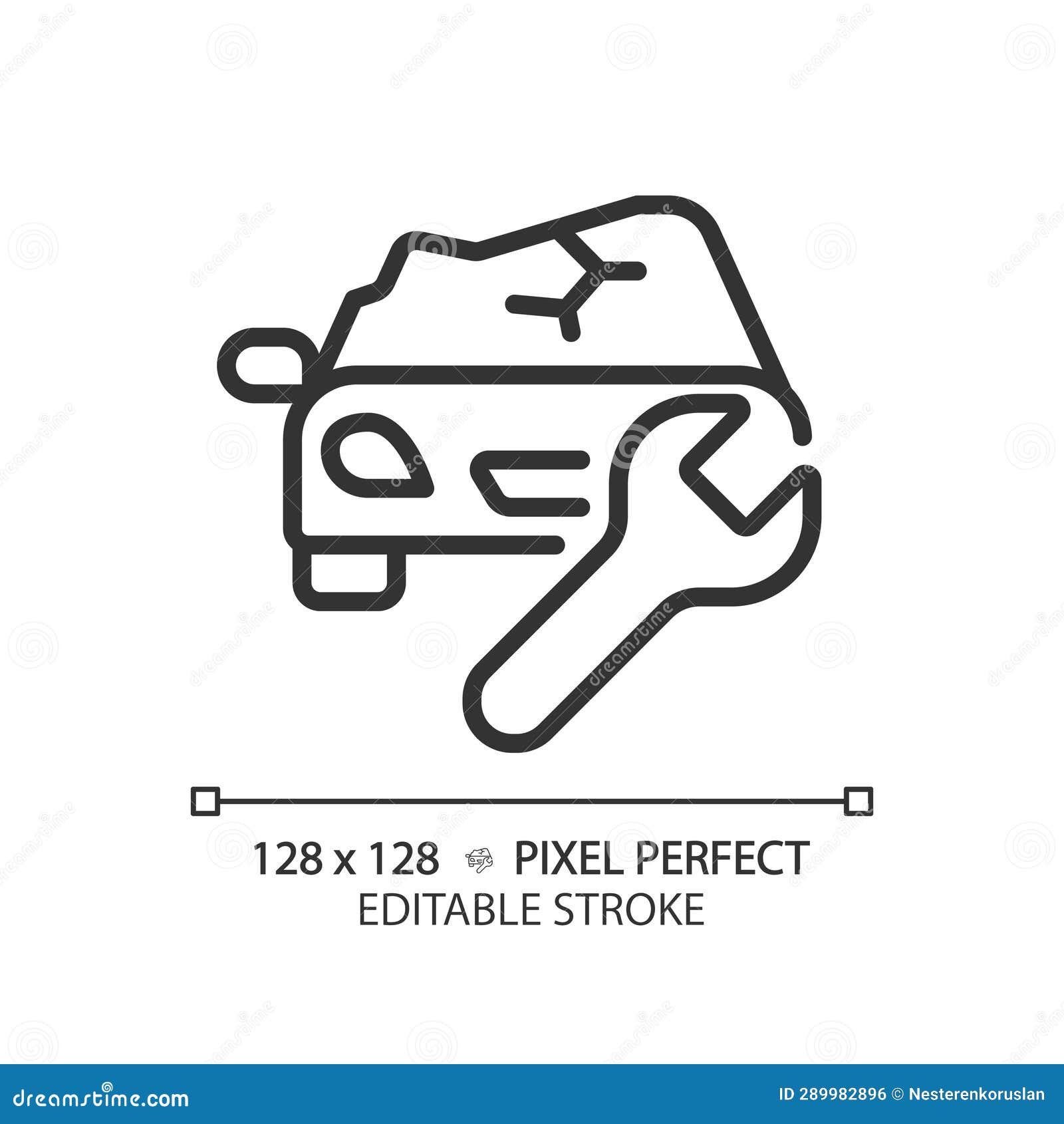 2D Customizable Thin Line Black Car Damage Icon Stock Illustration ...