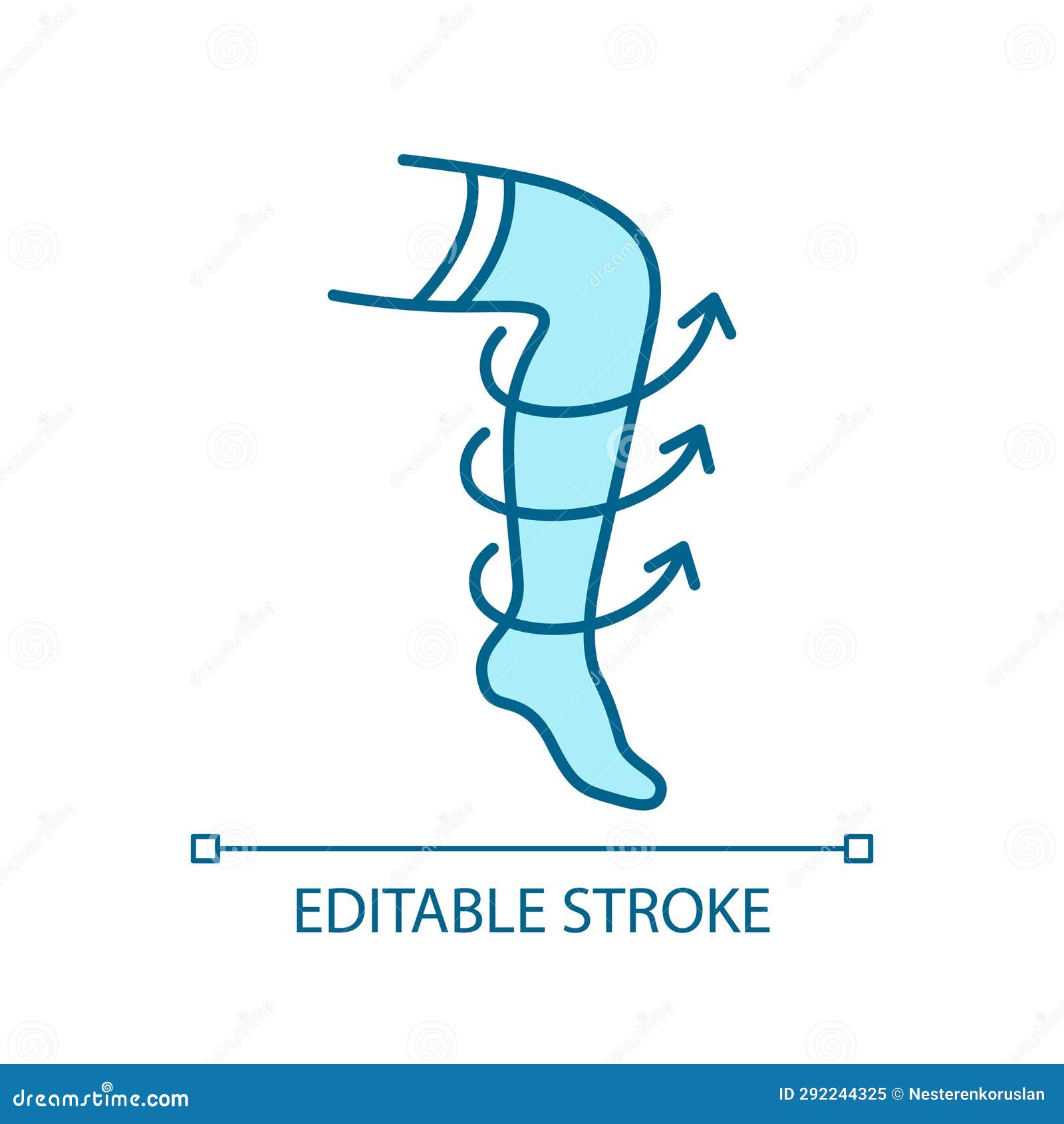 2D Customizable Thin Line Blue Compression Stockings Icon Stock Vector ...