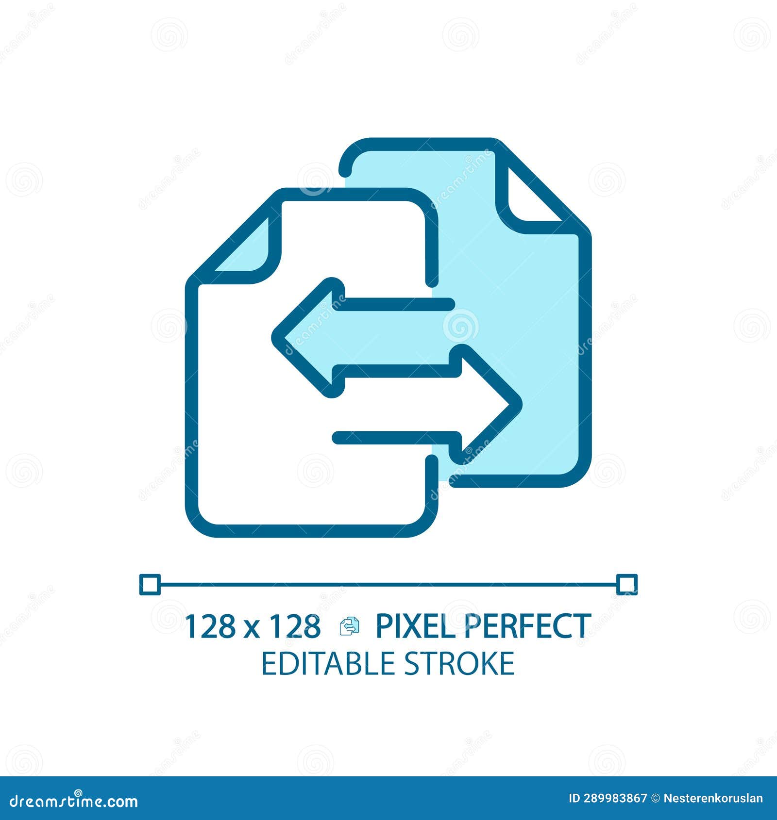 2D Customizable Thin Line Blue Documents with Arrows Icon Stock ...