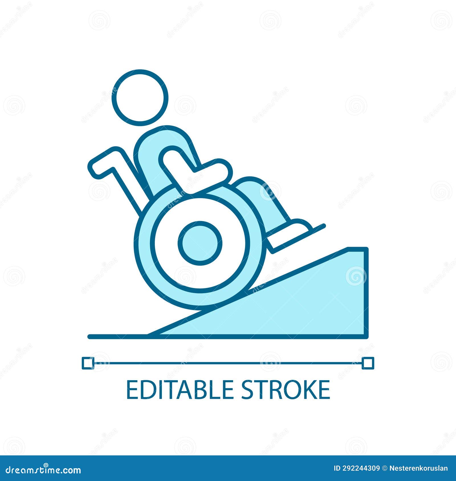 2D Customizable Thin Line Blue Handicap Ramp Icon Stock Vector ...