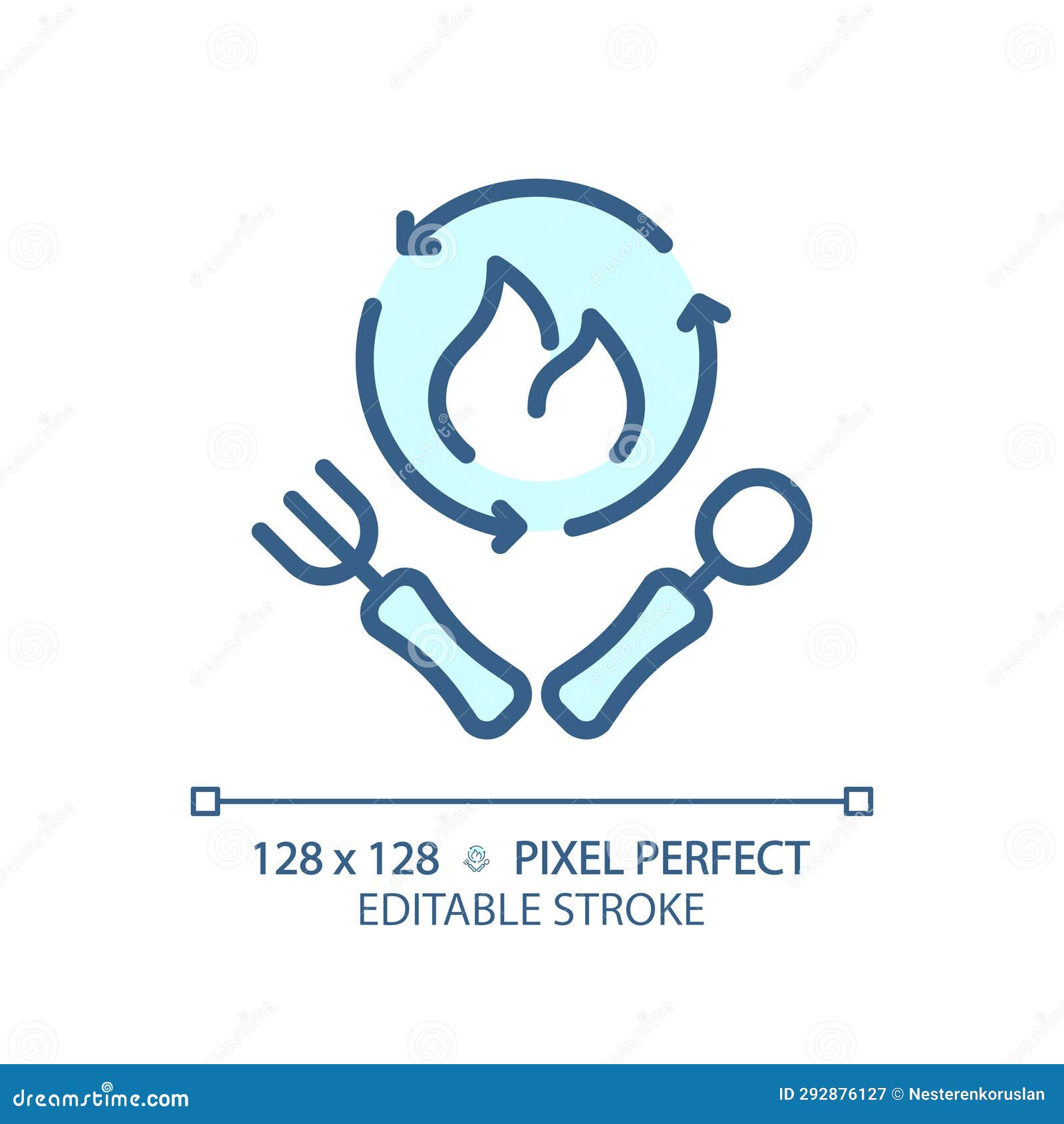 2D Customizable Thin Line Blue Healthy Diet Icon Stock Illustration ...