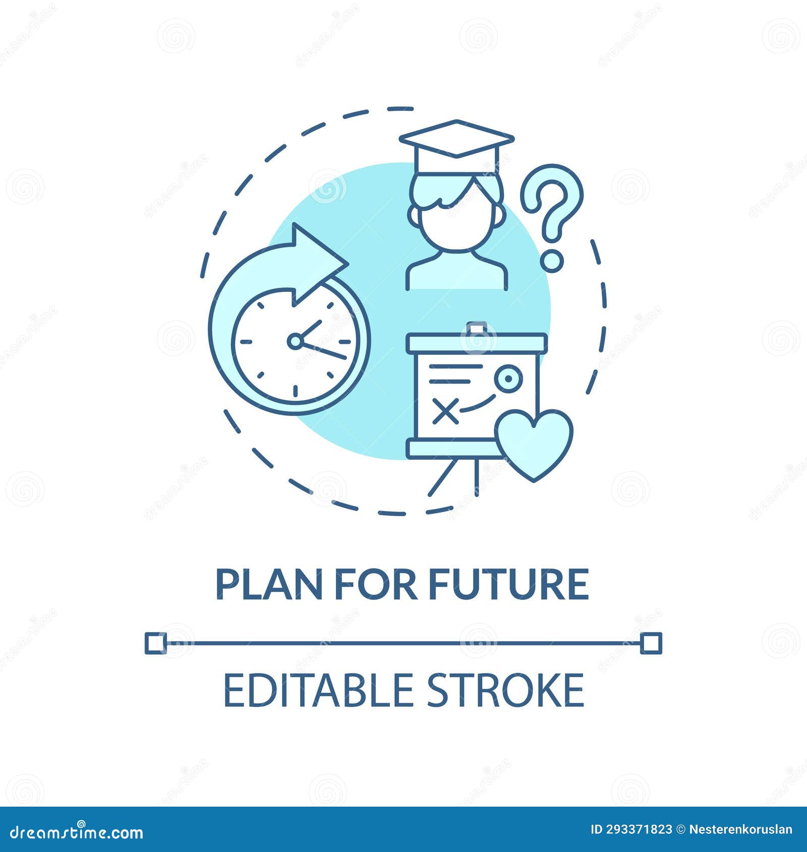 2D Customizable Thin Line Blue Icon Plan for Future Concept Stock ...