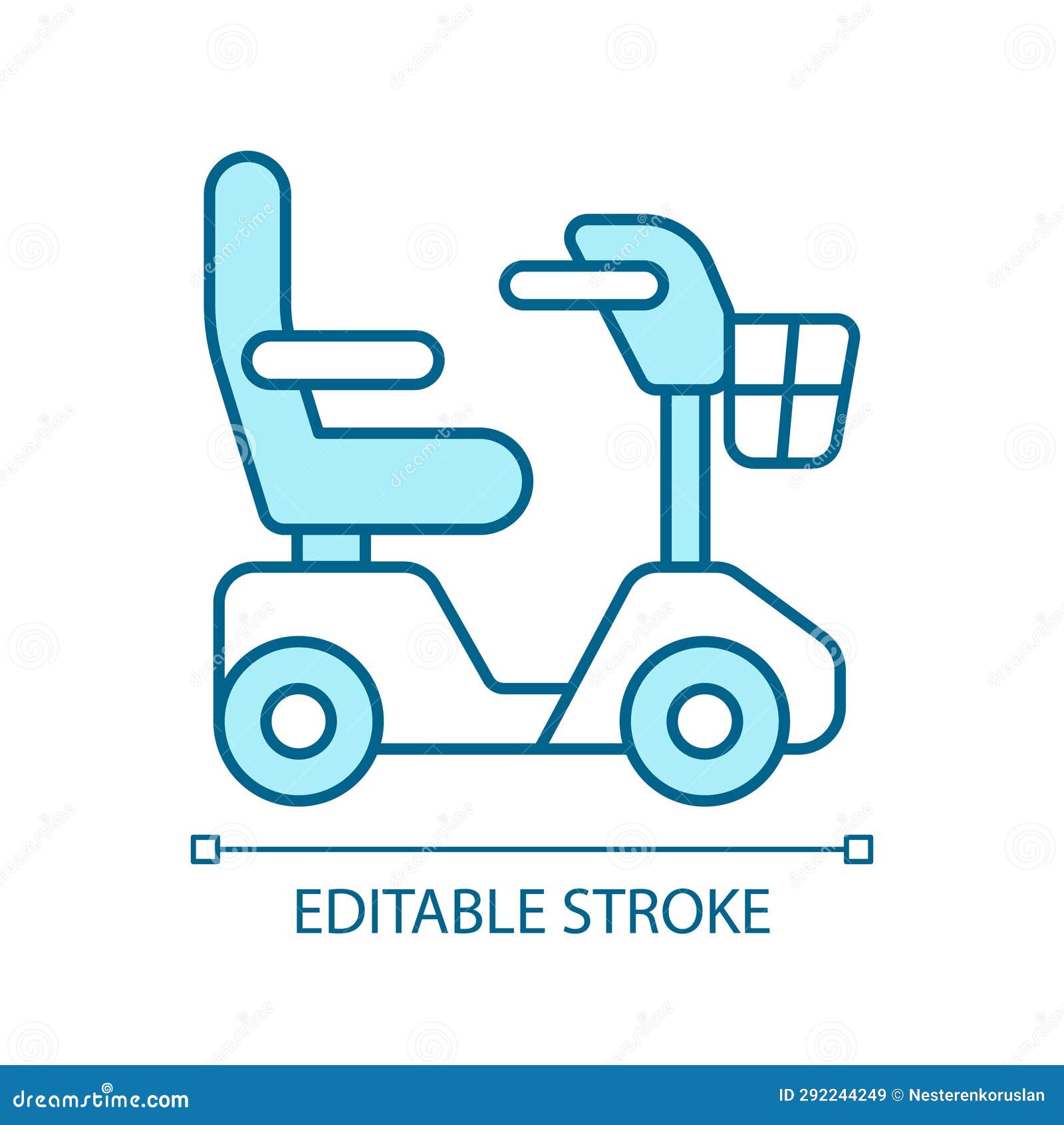 2D Customizable Thin Line Blue Mobility Scooter Icon Stock Illustration ...