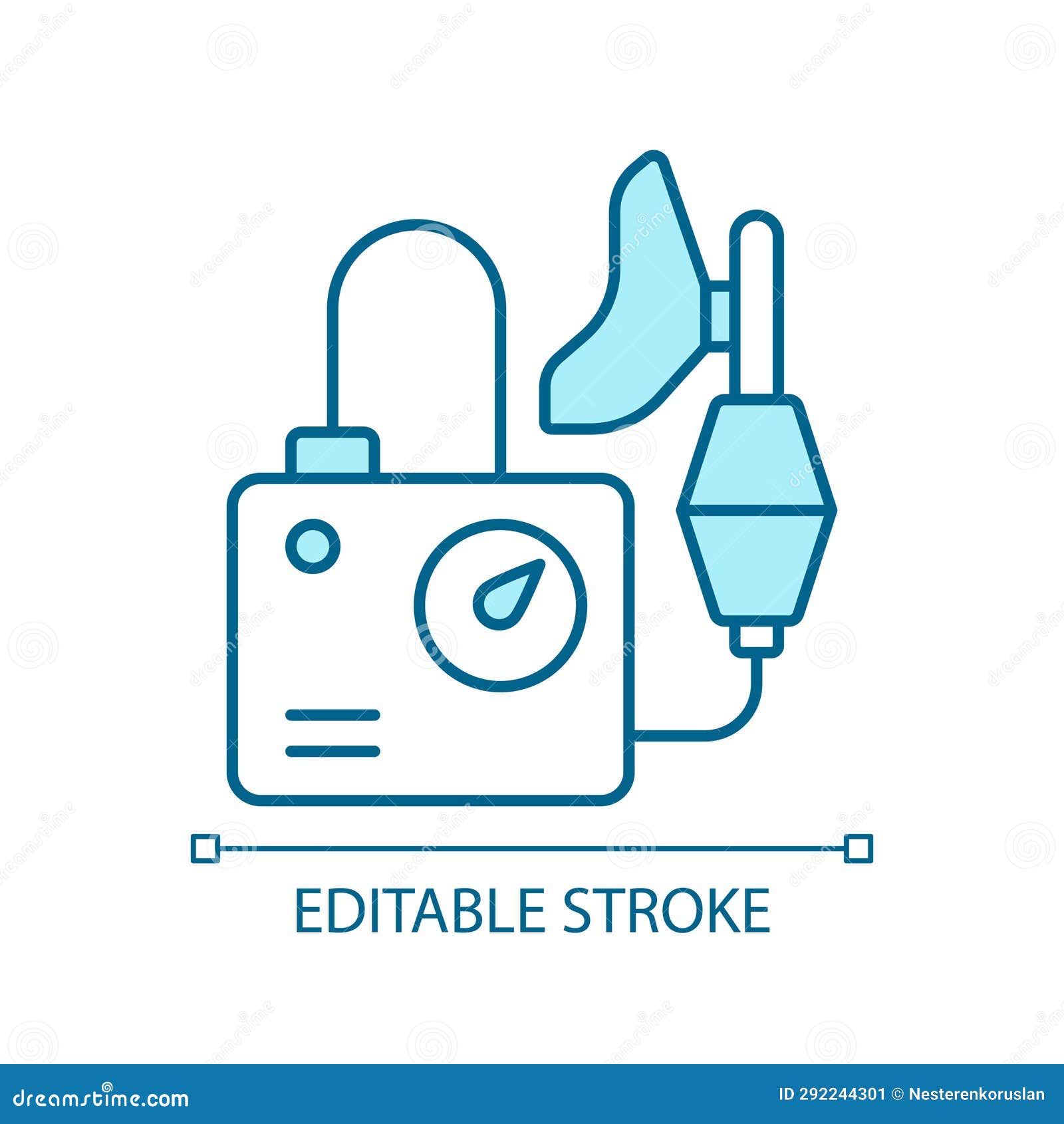 2D Customizable Thin Line Blue Oxygen Concentrator Icon Stock Vector ...