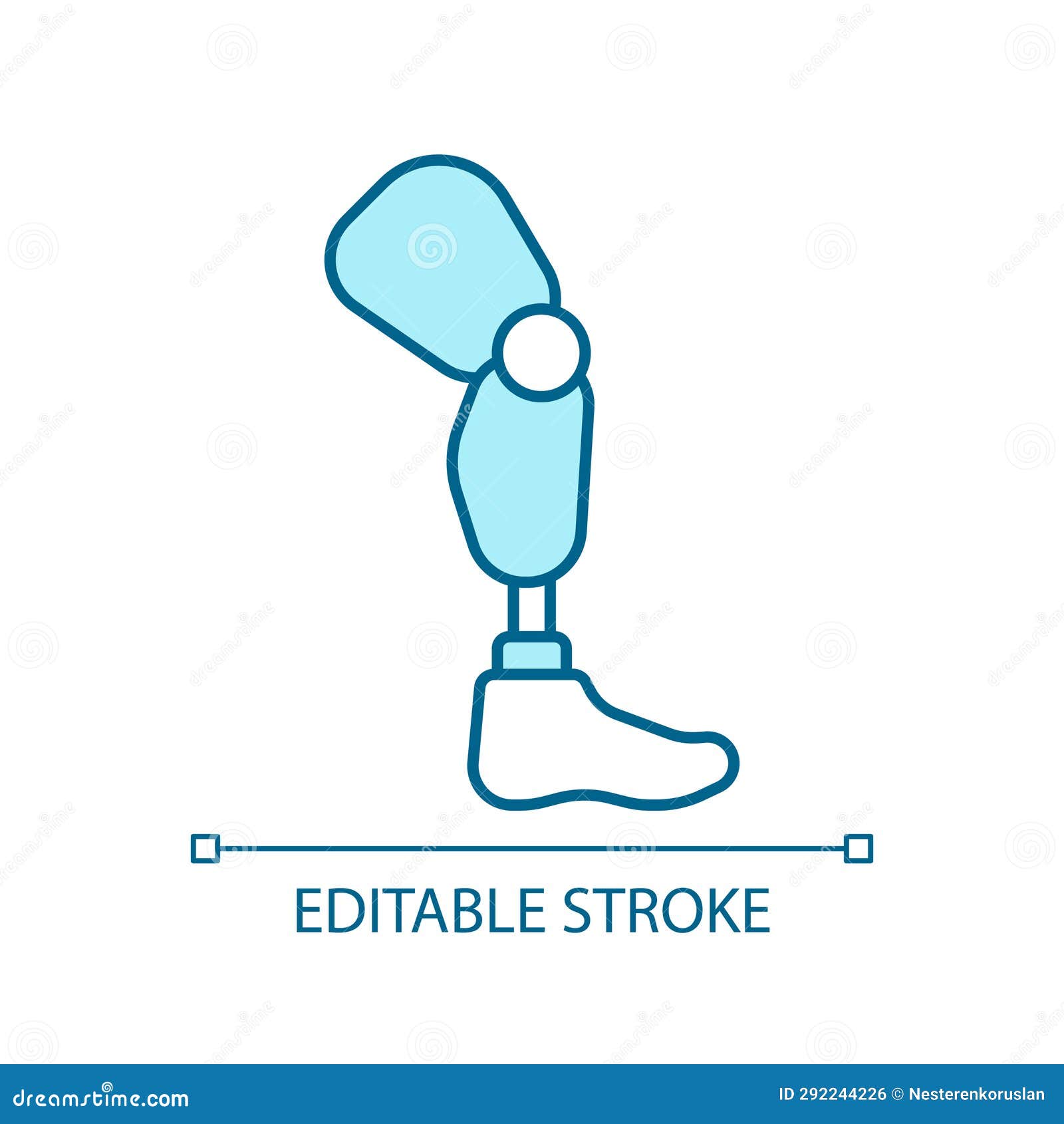 2D Customizable Thin Line Blue Prosthetic Leg Icon Stock Vector ...