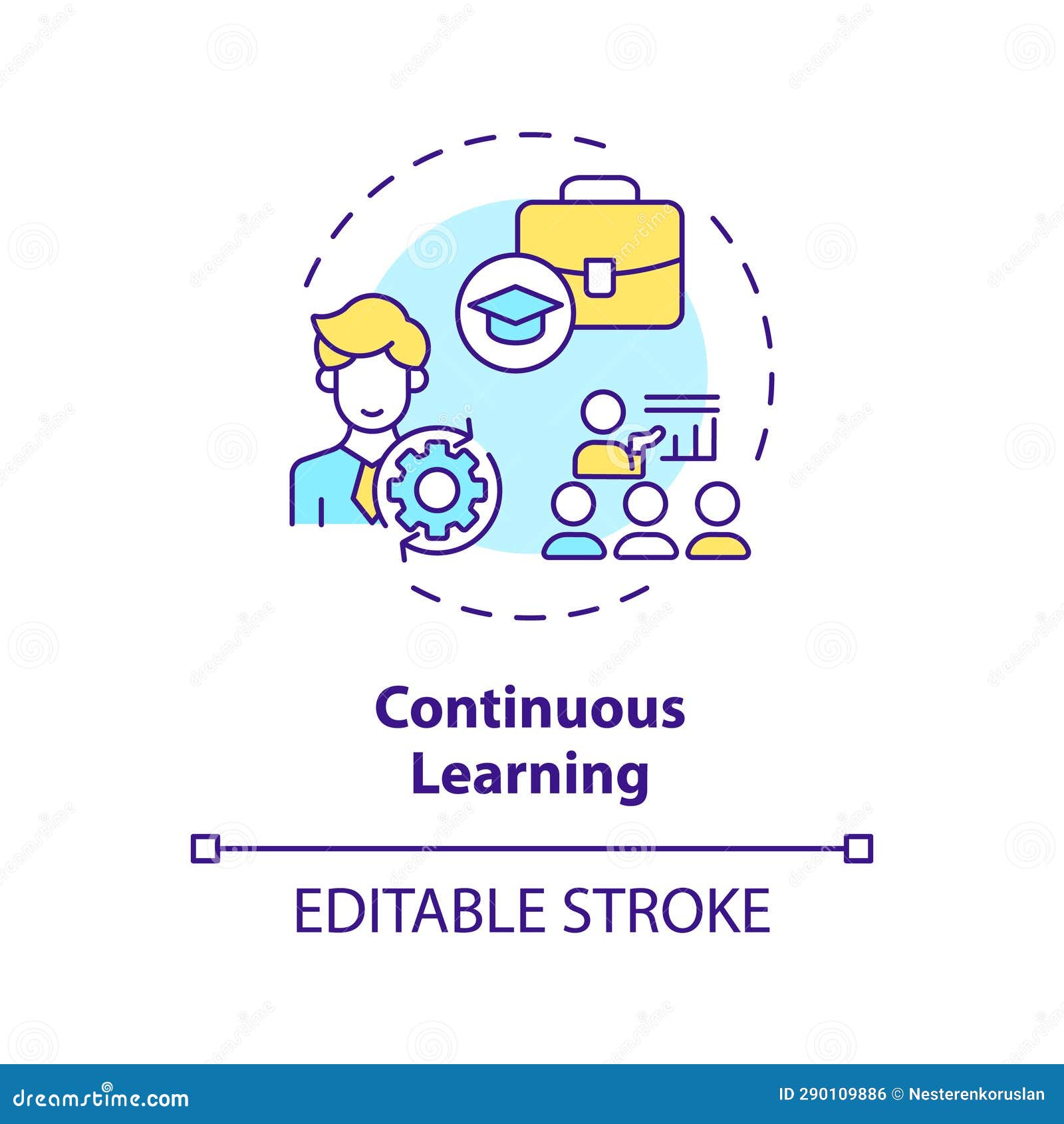 2D Customizable Thin Line Icon Continuous Learning Concept Stock Vector ...