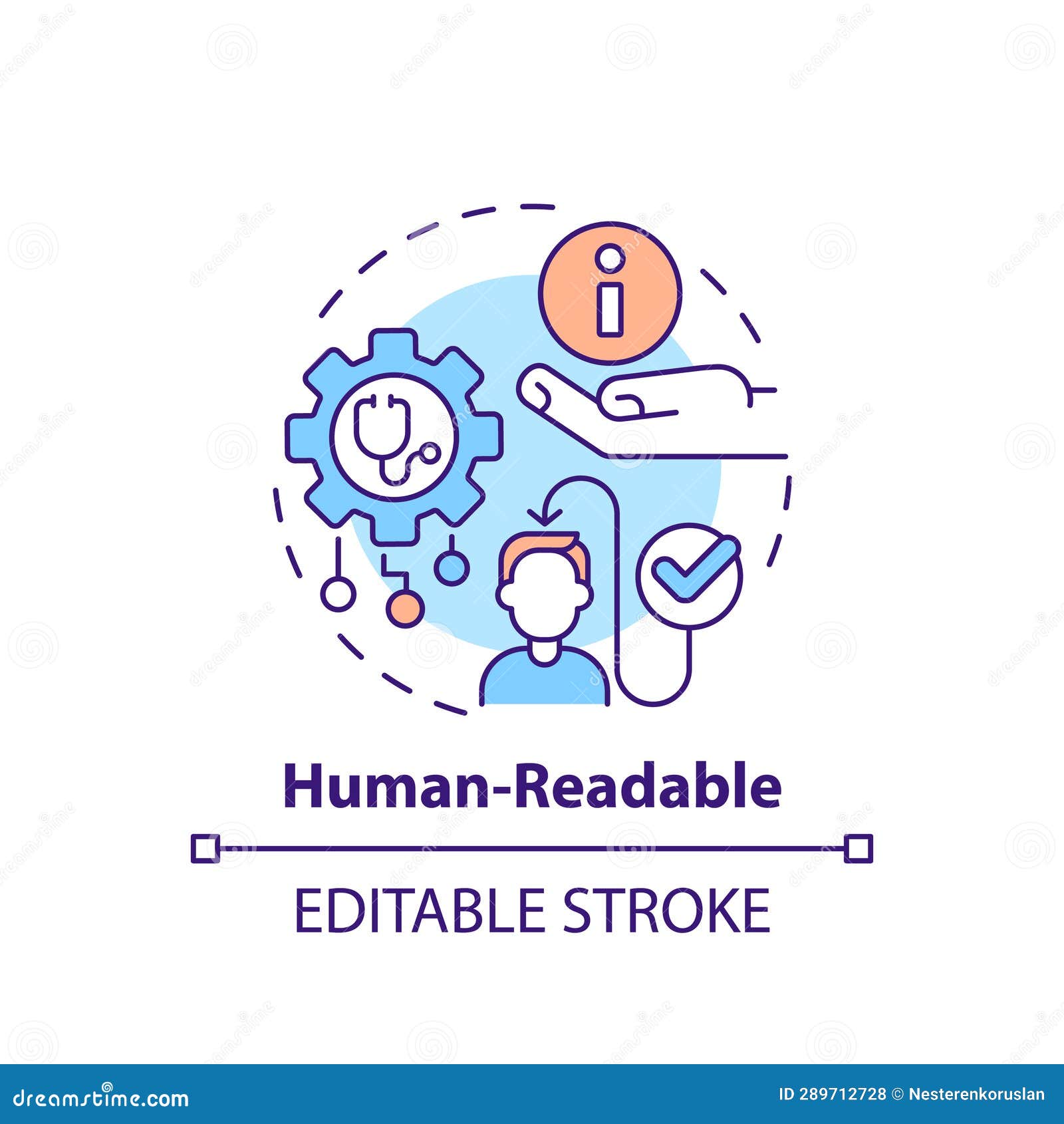 2D Customizable Thin Line Icon Human-readable Concept Stock Vector ...