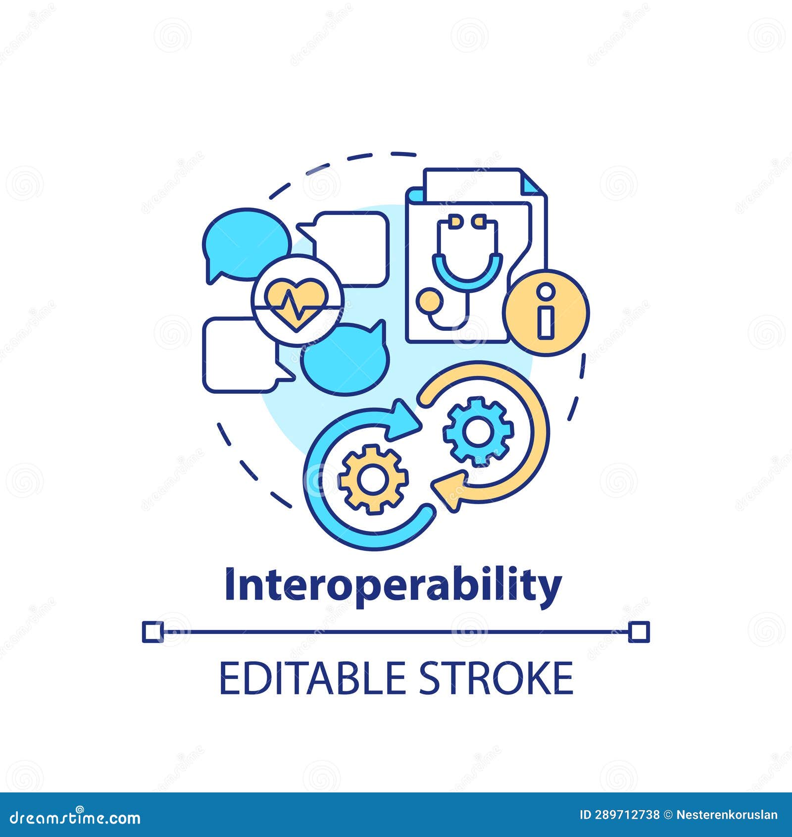 2D Customizable Thin Line Icon Interoperability Concept Stock Vector ...