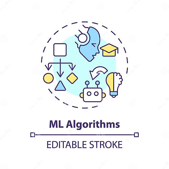 2D Customizable Thin Line Icon ML Algorithms Concept Stock Vector ...