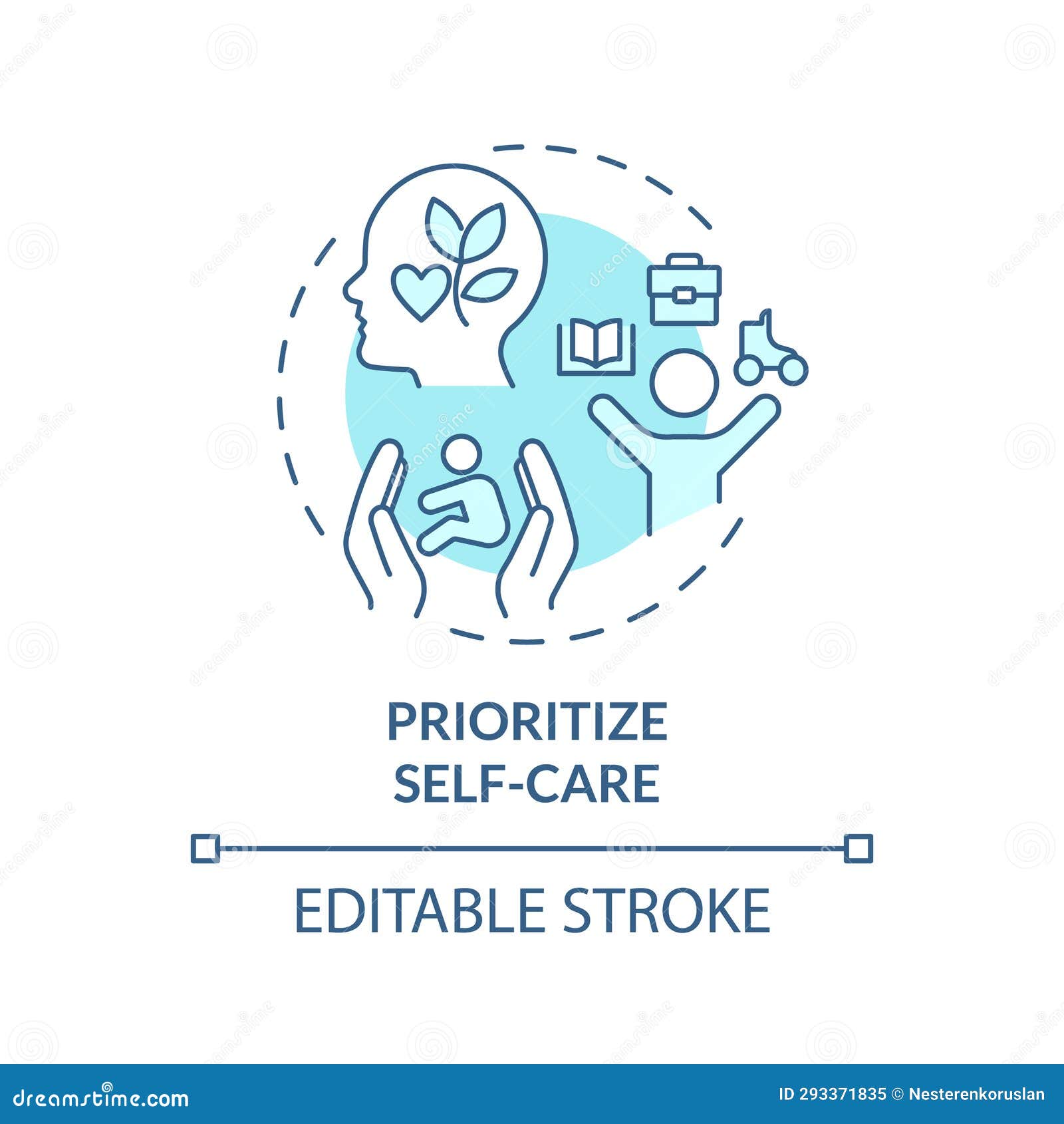 2D Customizable Thin Line Icon Prioritize Self Care Concept Stock ...