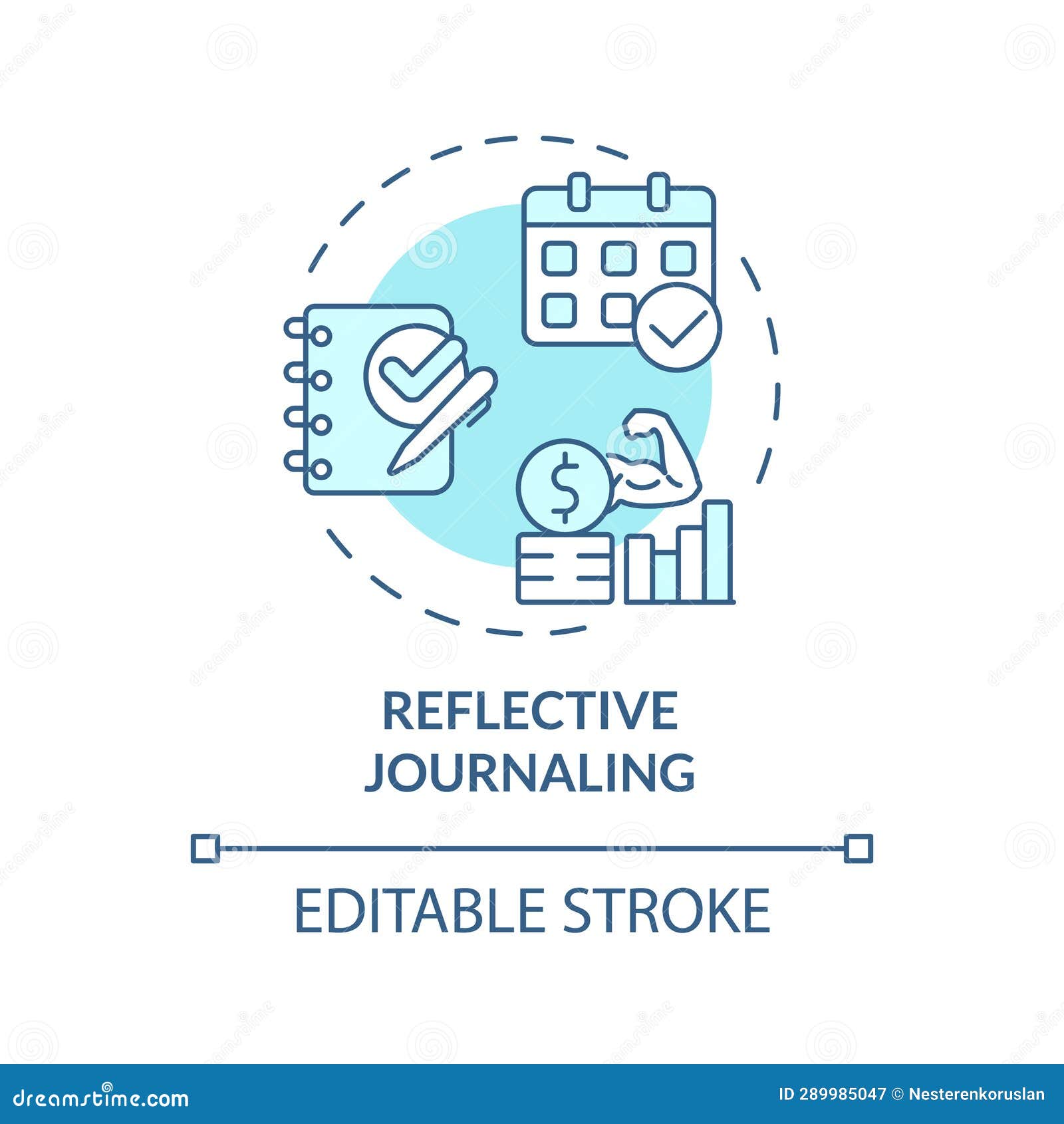 2D Customizable Thin Line Icon Reflective Journaling Concept Stock ...