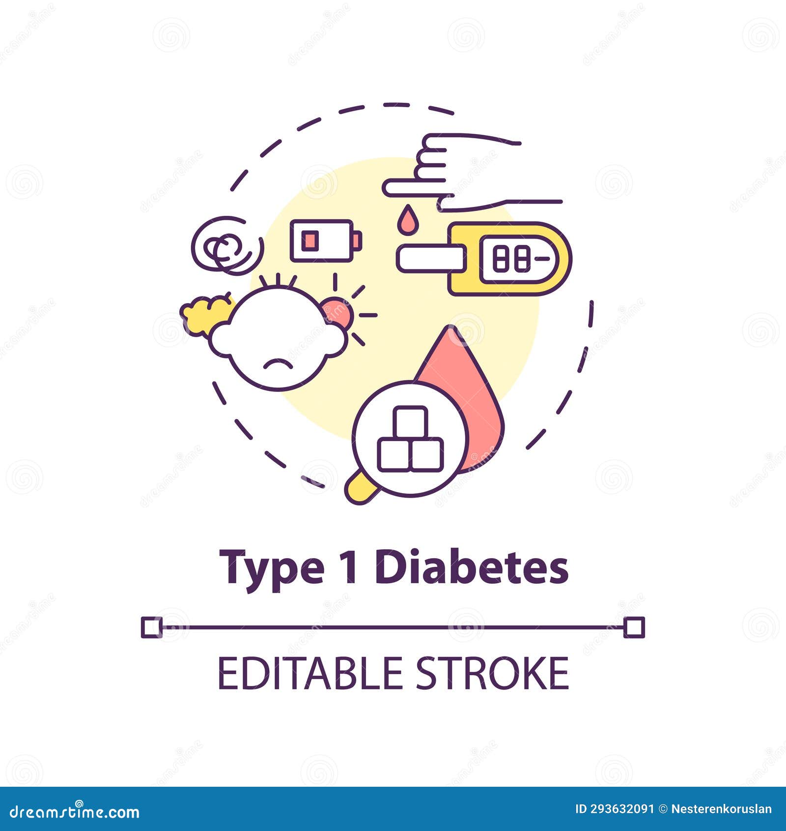 2D Customizable Thin Line Icon Type 1 Diabetes Concept Stock Vector ...