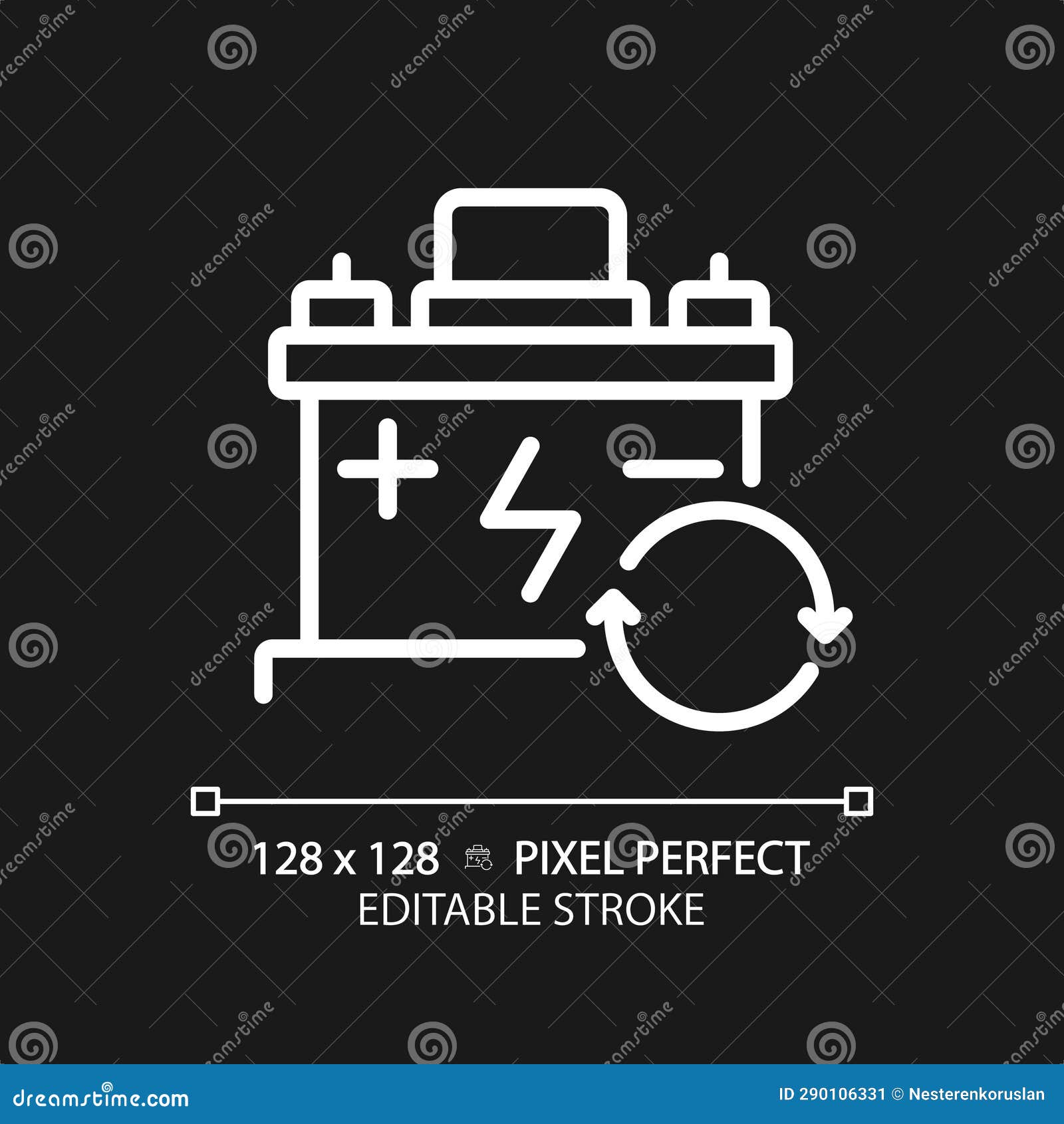 2D Customizable Thin Line White Car Battery Icon Stock Illustration ...