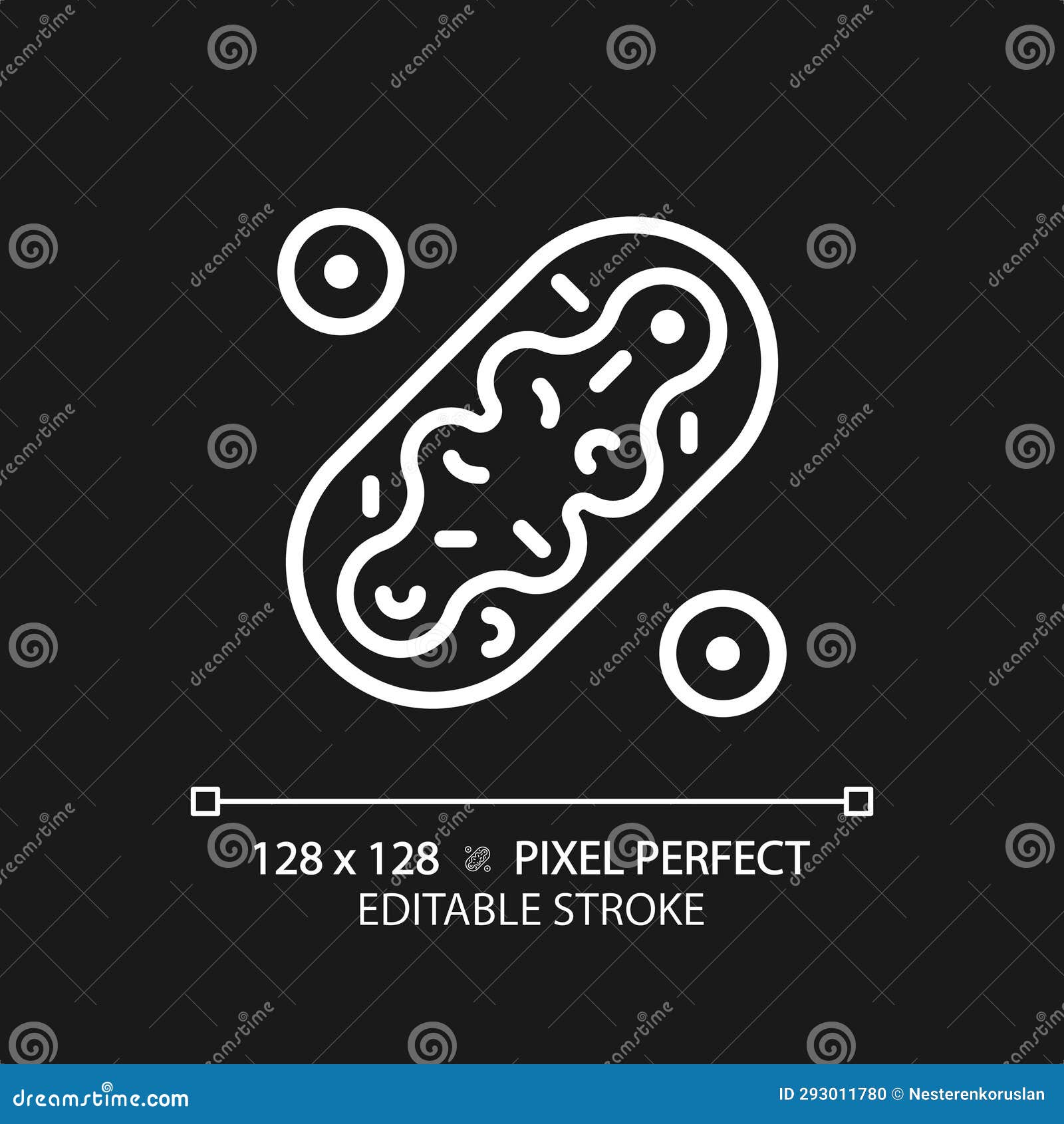 2D Customizable Thin Line White Mitochondria Icon Stock Illustration ...