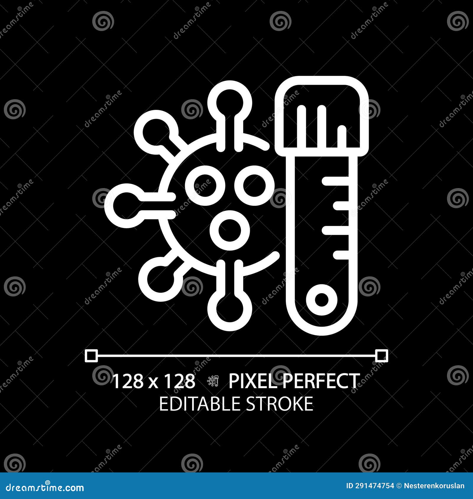 2D Customizable Thin Line White Virus with Tube Icon Stock Illustration ...