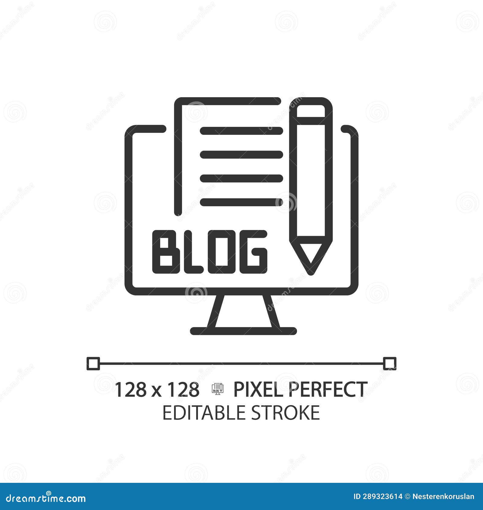 2D Customizable Thin Linear Black Blog Icon Stock Illustration ...