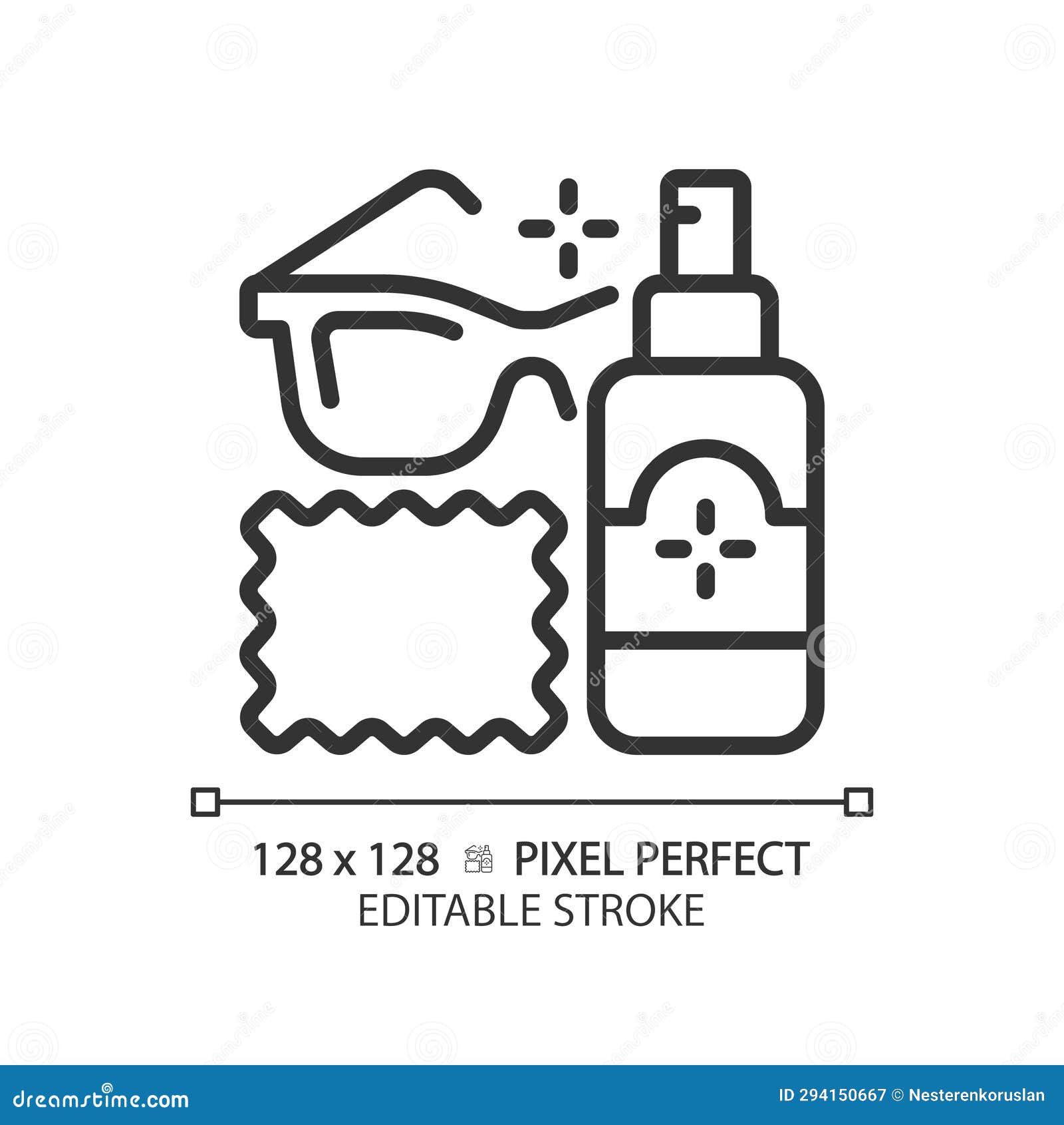 2D Customizable Thin Linear Black Eyeglasses Cleaner Icon Stock ...