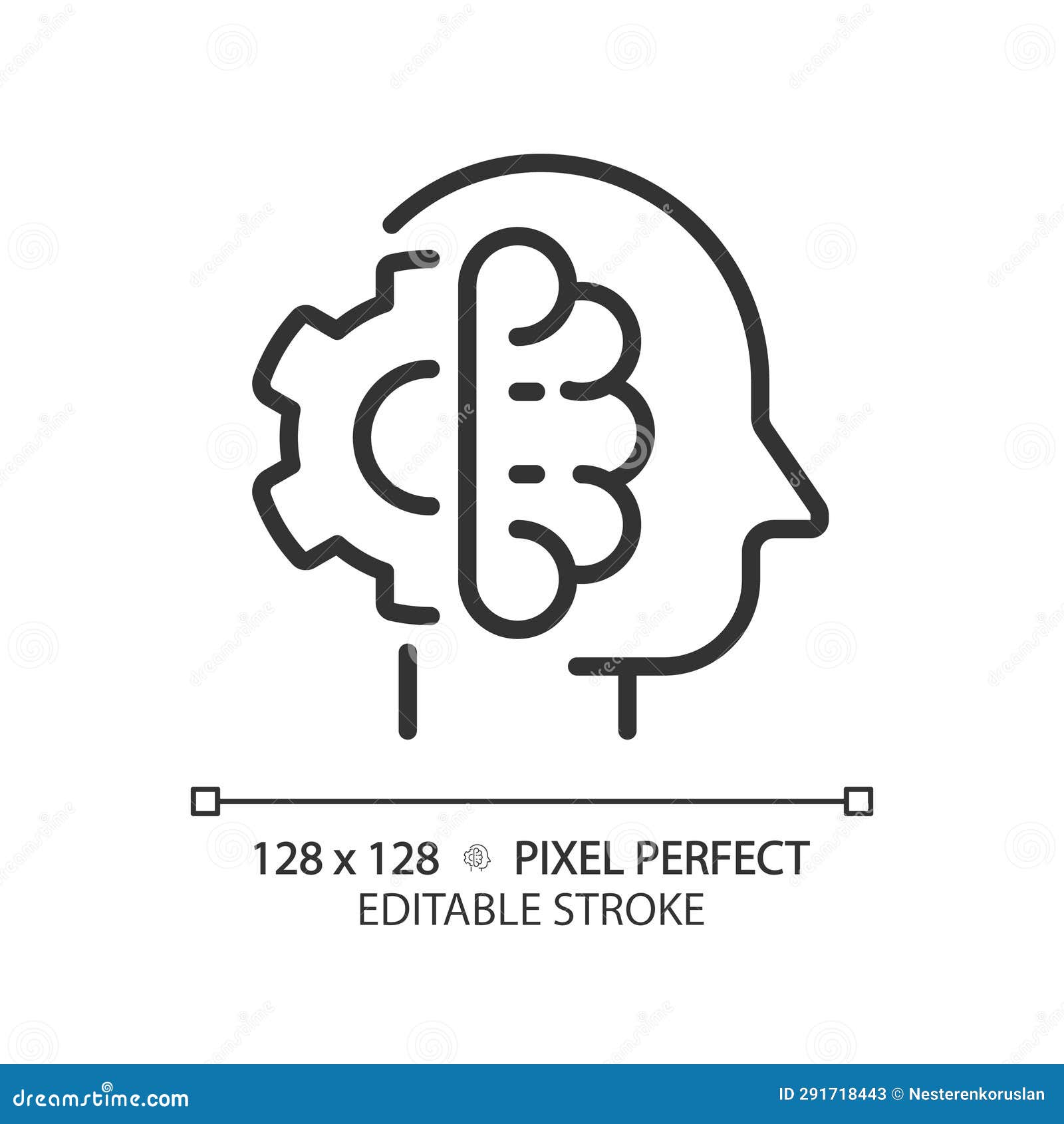 2D Customizable Thin Linear Black High IQ Icon Stock Vector ...