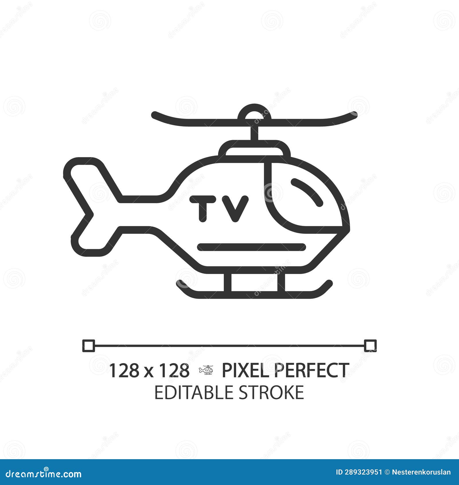 2D Customizable Thin Linear Black News Helicopter Icon Stock ...