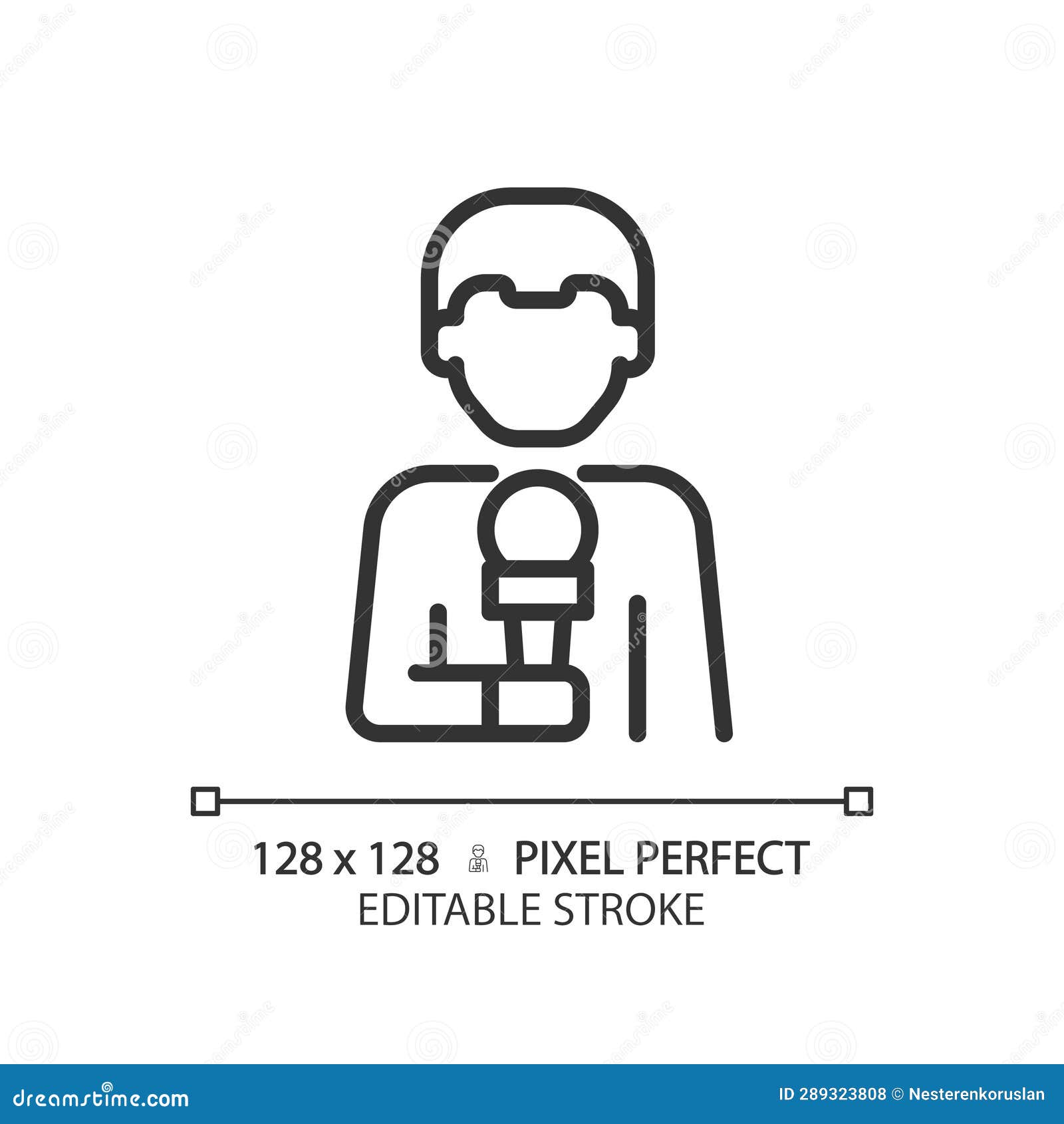 2D Customizable Thin Linear Black News Reporter Icon Stock Illustration ...