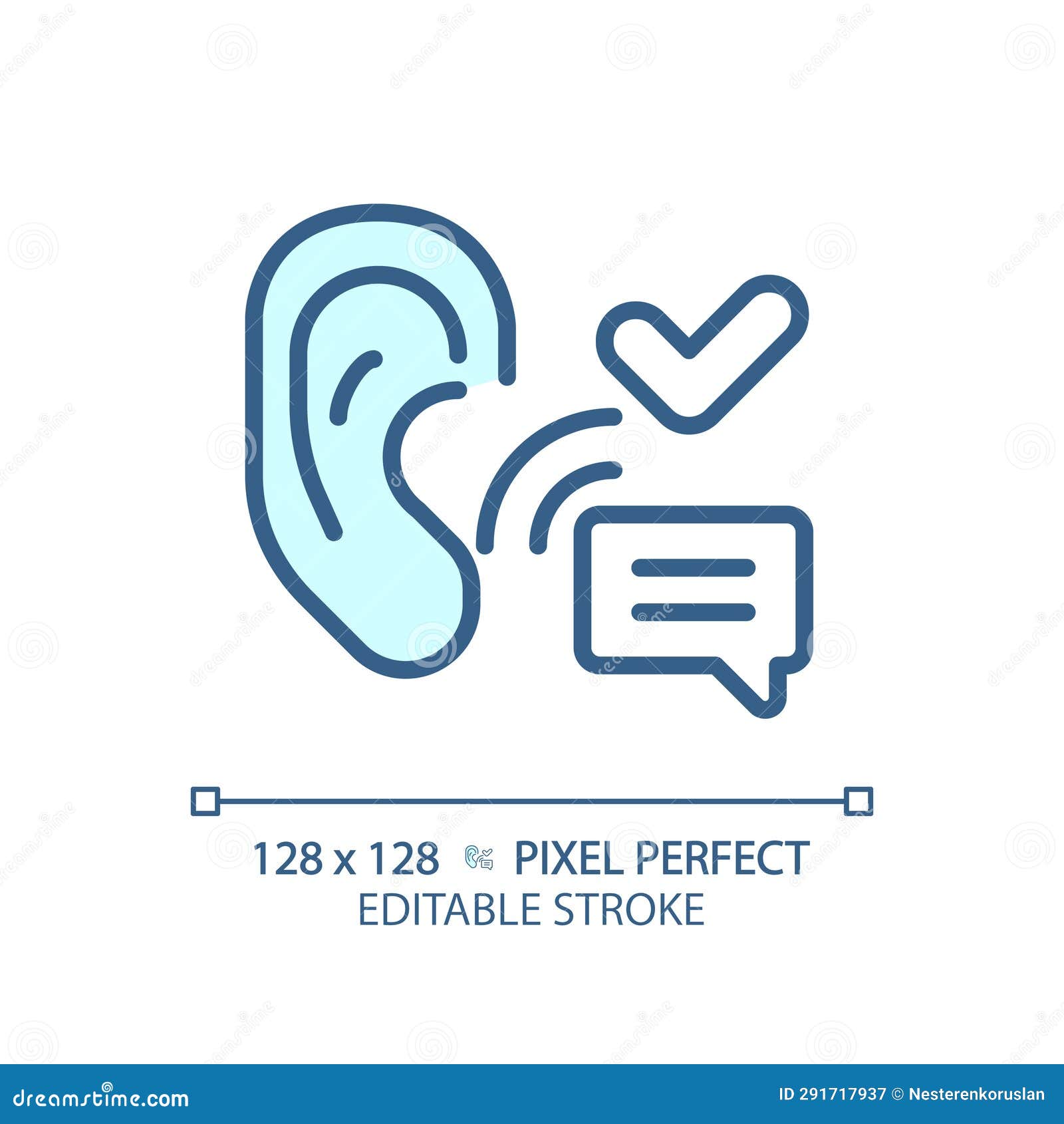 2D Customizable Thin Linear Blue Active Listening Icon Stock Vector ...