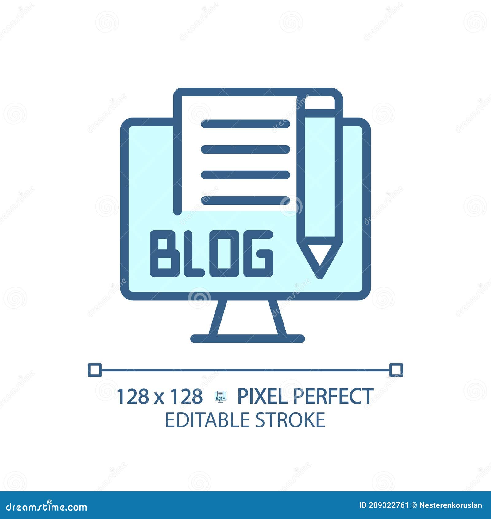 2D Customizable Thin Linear Blue Blog Icon Stock Illustration ...