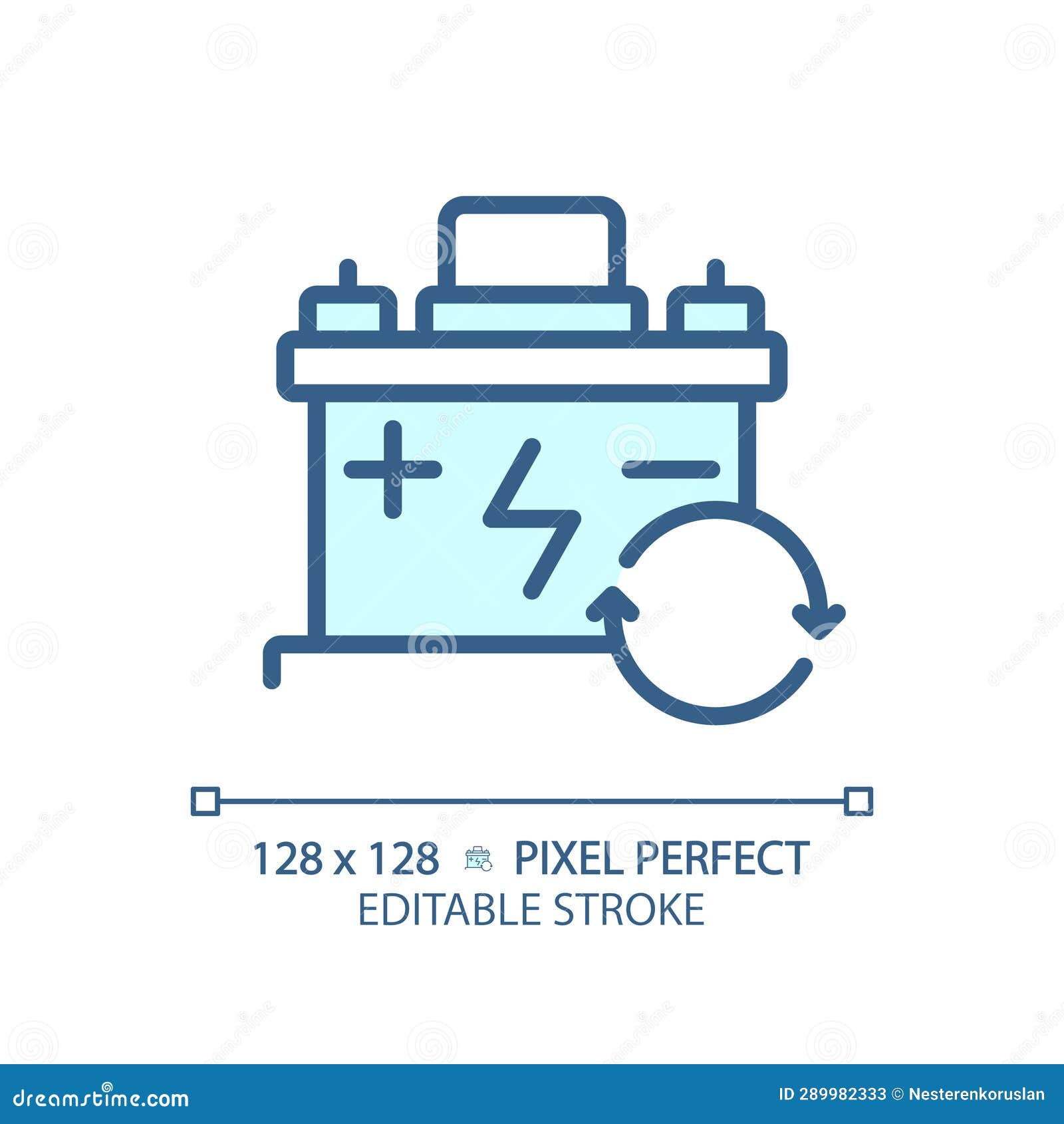 2D Customizable Thin Linear Blue Car Battery Icon Stock Vector - Illustration of linear ...
