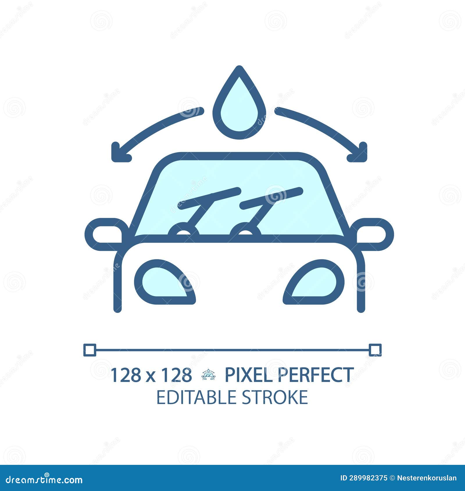 2D Customizable Thin Linear Blue Car Windshield Icon Stock Vector ...