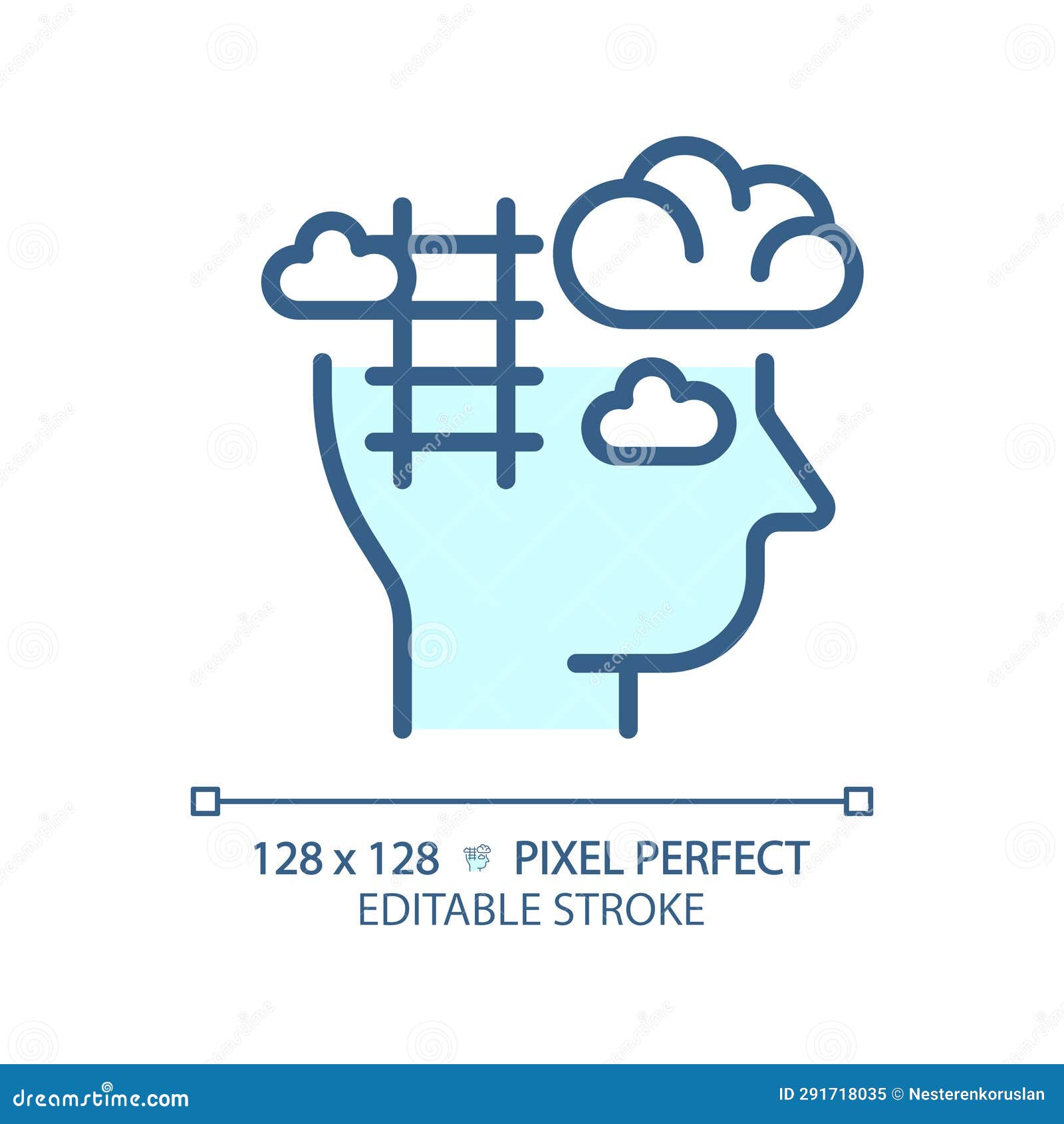 2D Customizable Thin Linear Blue Ladder of Success Icon Stock ...