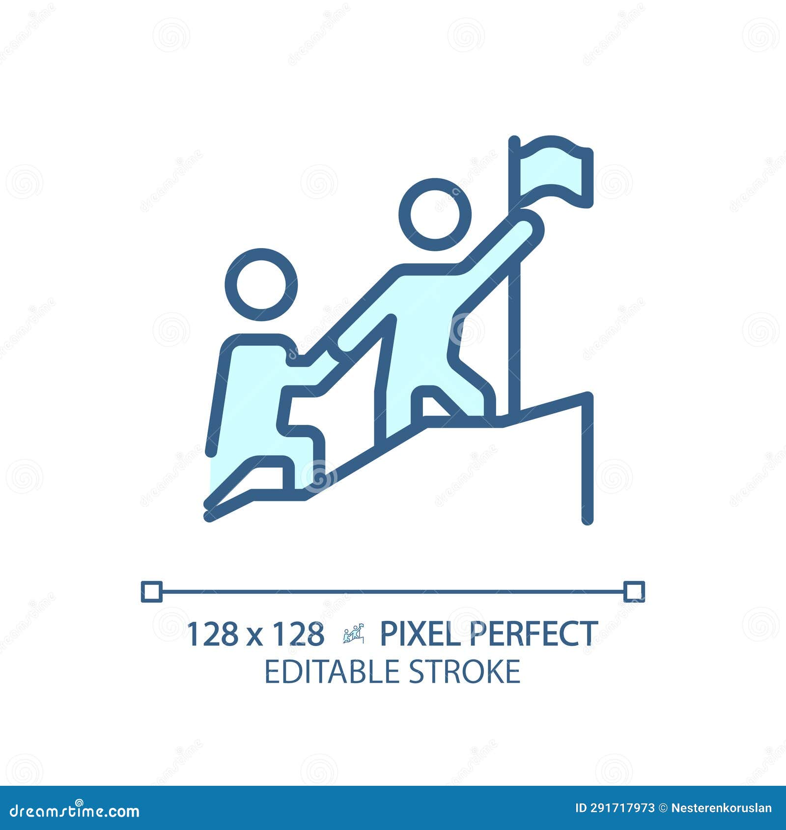 2D Customizable Thin Linear Blue Leadership Icon Stock Illustration ...