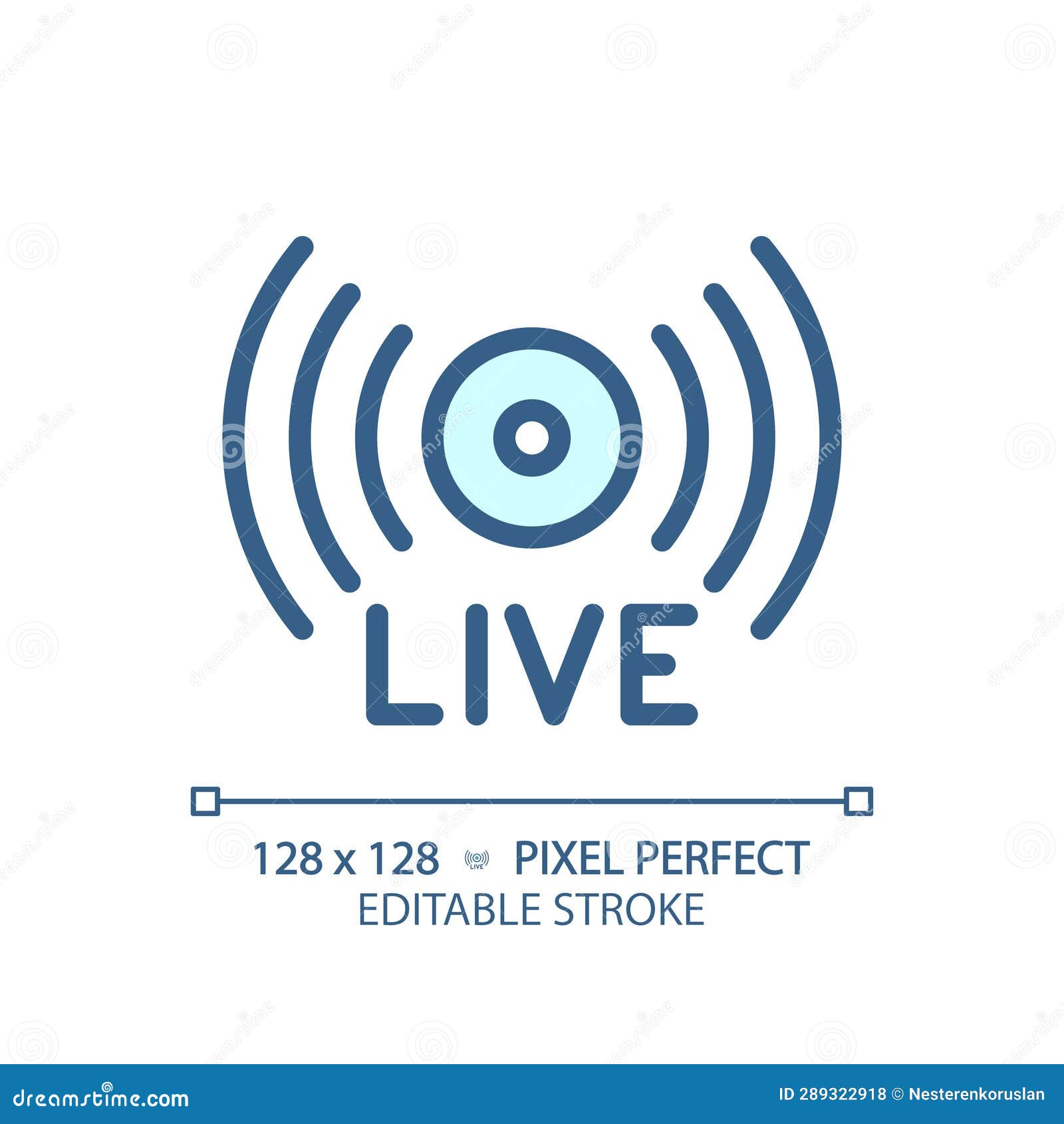 2D Customizable Thin Linear Blue Live Stream Icon Stock Illustration ...