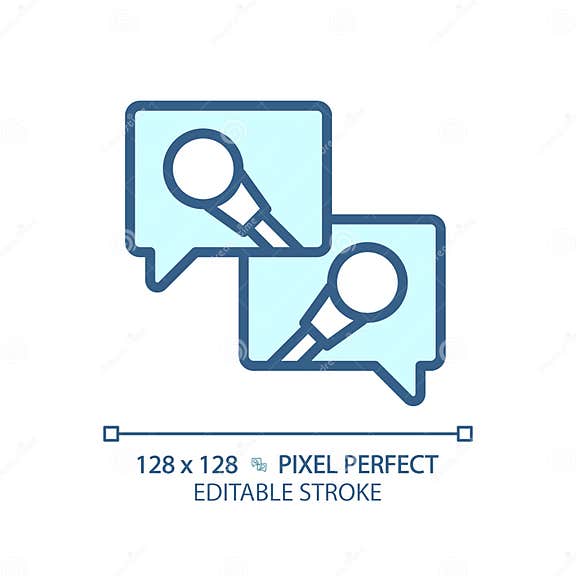 2D Customizable Thin Linear Blue Media Interview Icon Stock ...