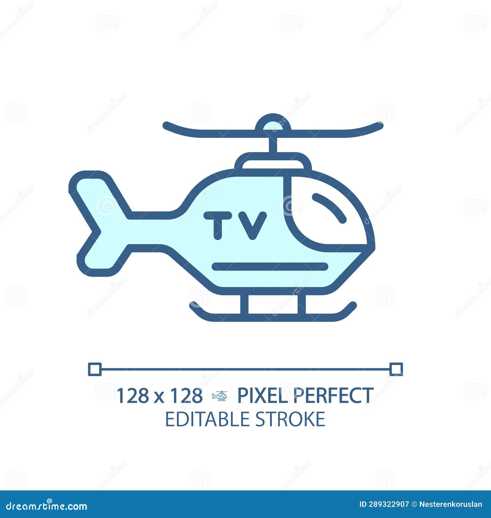 2D Customizable Thin Linear Blue News Helicopter Icon Stock ...