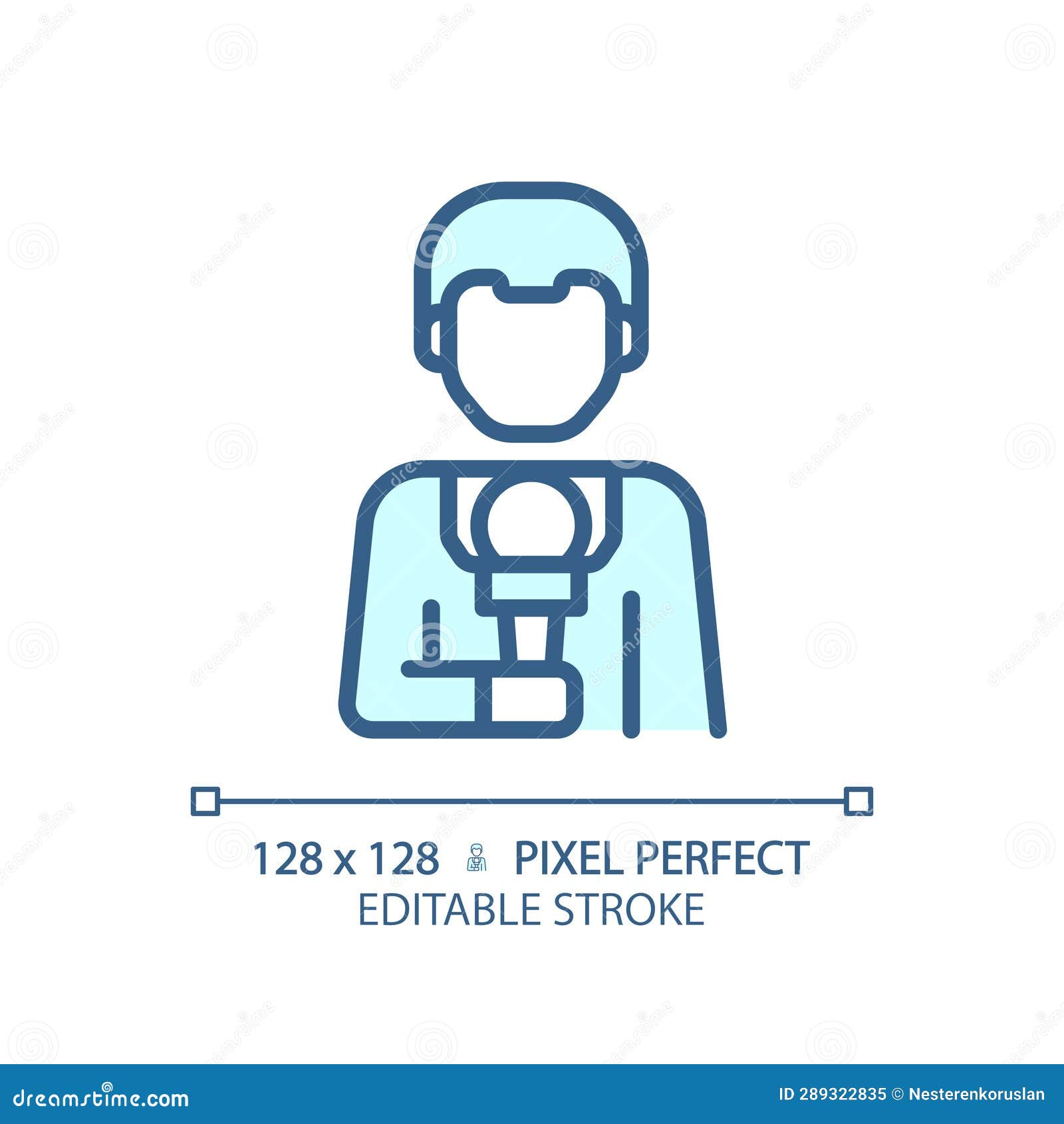 2D Customizable Thin Linear Blue News Reporter Icon Stock Illustration ...