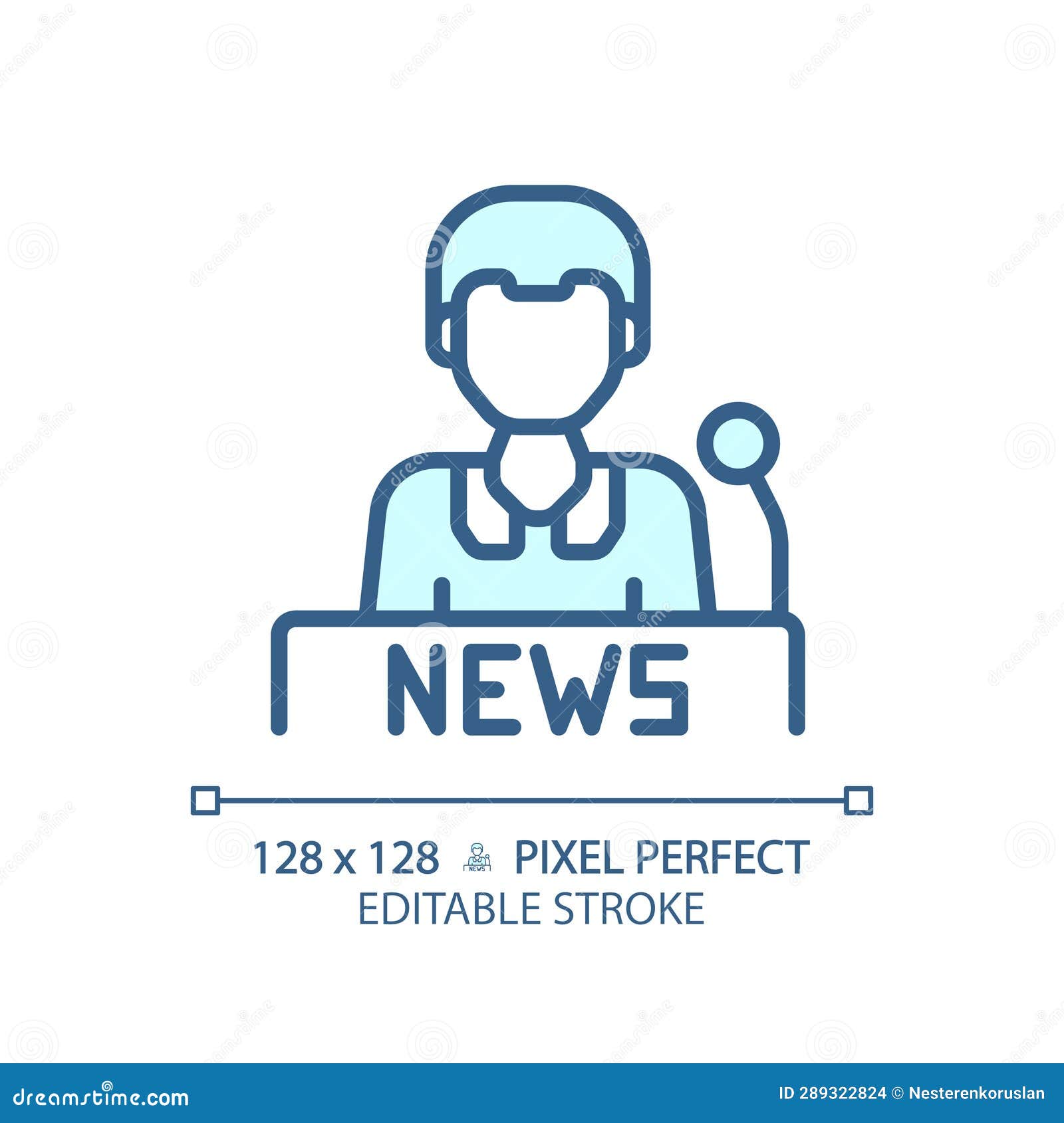 2D Customizable Thin Linear Blue Newscaster Icon Stock Illustration ...