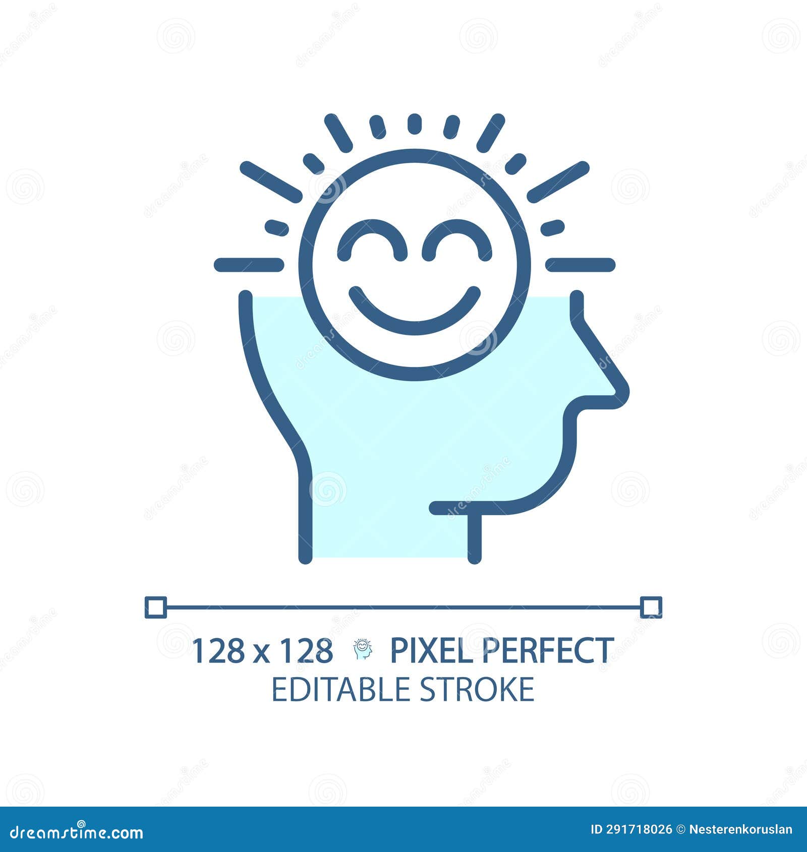 2D Customizable Thin Linear Blue Positive Thinking Icon Stock ...
