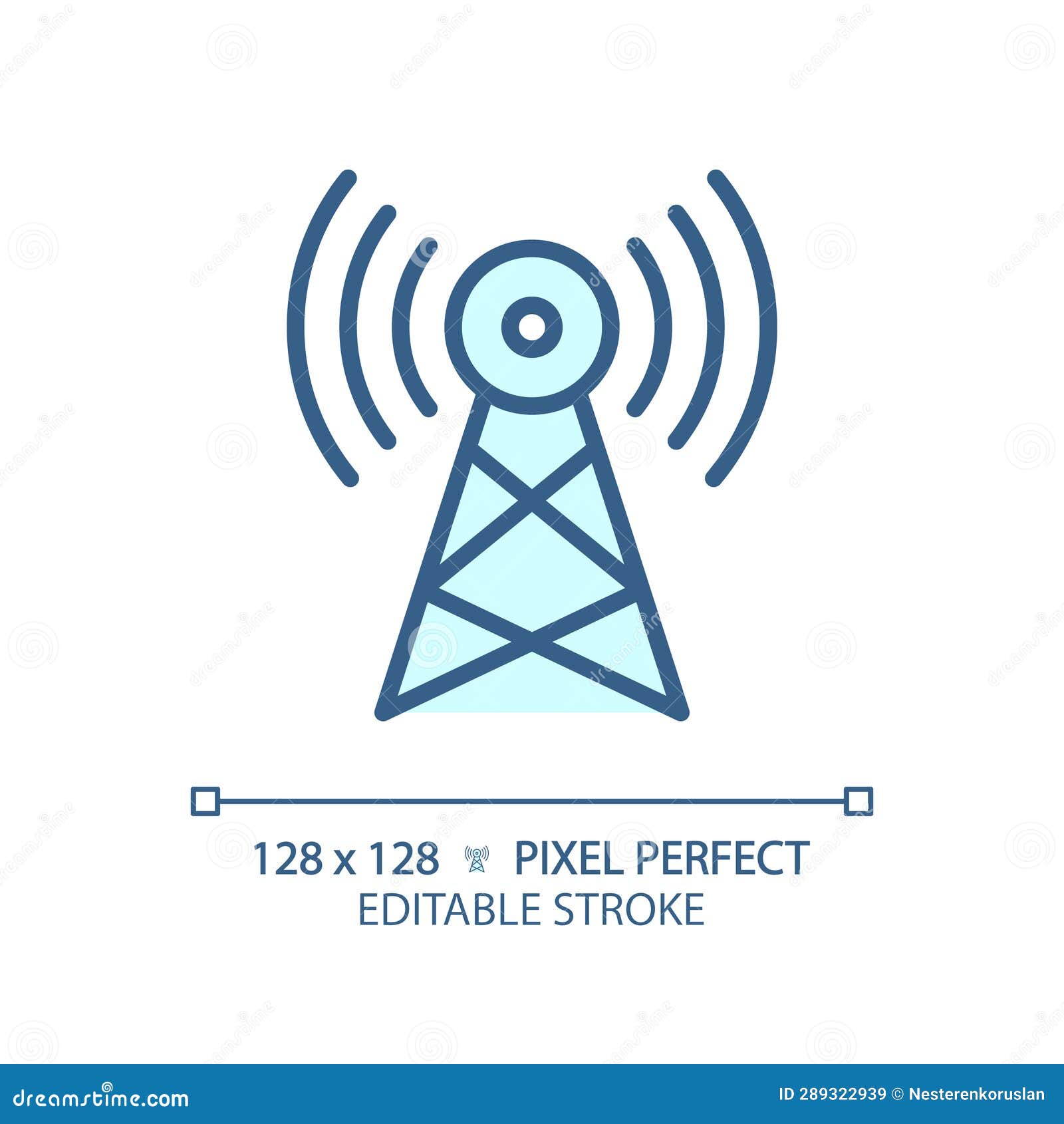 2D Customizable Thin Linear Blue Satellite Tower Icon Stock Vector ...