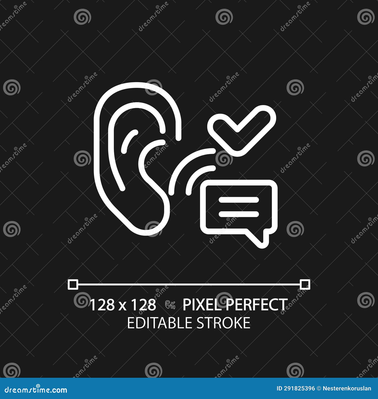 2D Customizable Thin Linear White Active Listening Icon Stock ...
