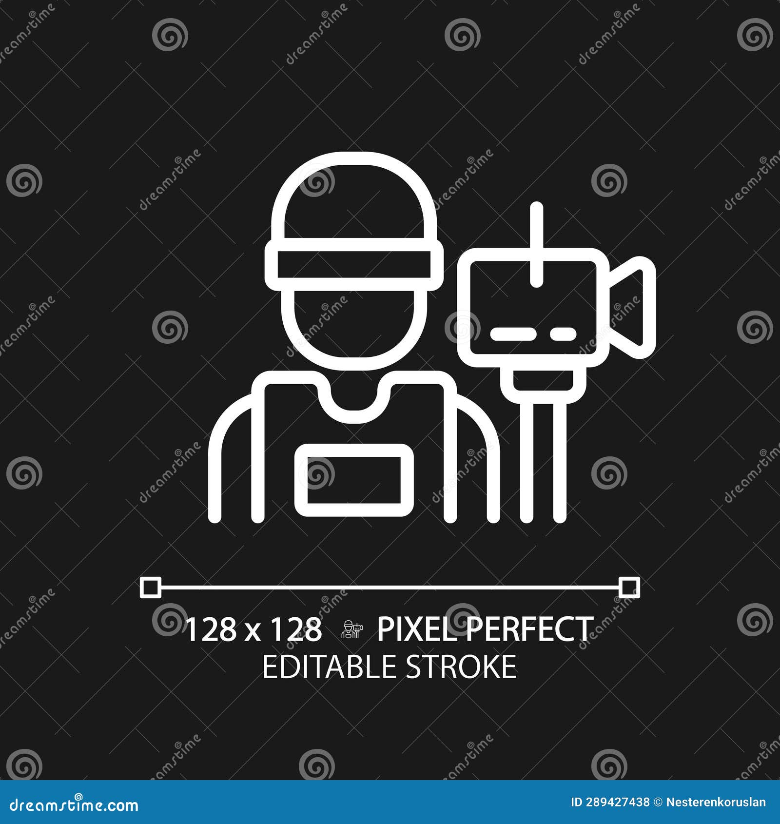 2D Customizable Thin Linear White Cameraman Icon Stock Photo - Image of ...